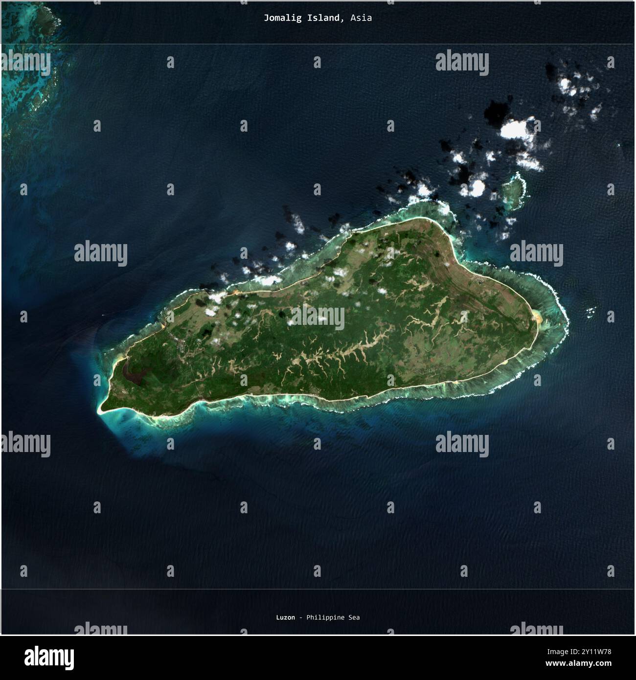 Jomalig Island in the Philippine Sea, belonging to Philippines, cropped ...