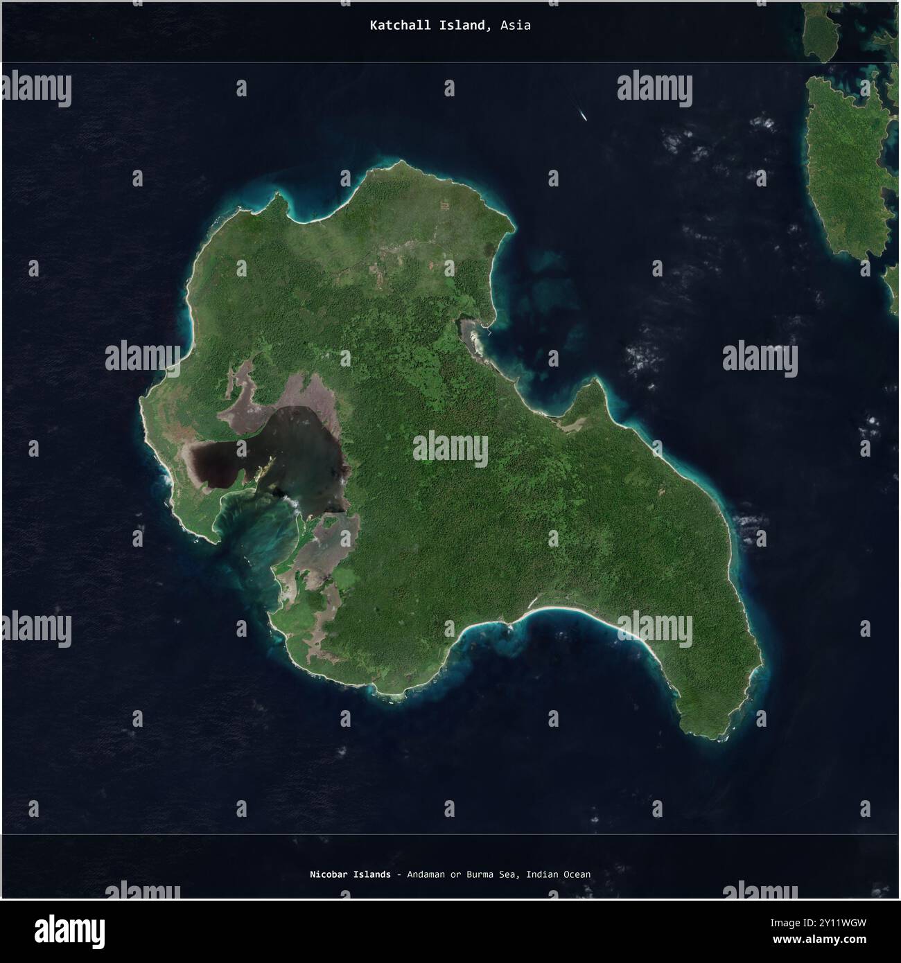 Katchall Island in the Indian Ocean, belonging to India, cropped to ...