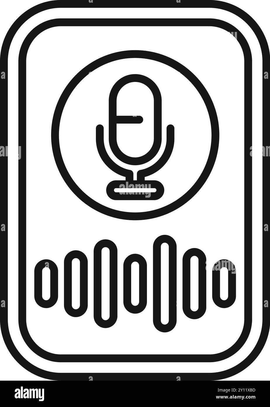 Smartphone is recording audio message with microphone icon and sound ...