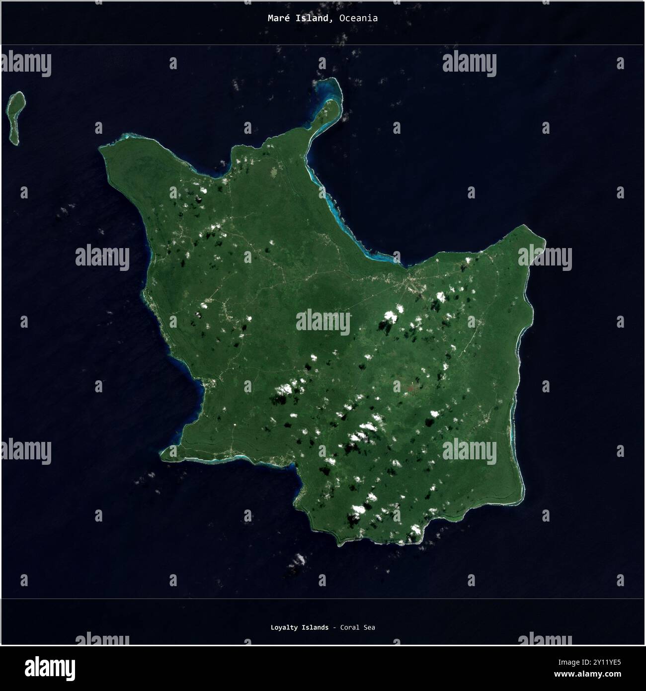 Mare Island in the Coral Sea, belonging to France, cropped to square on ...