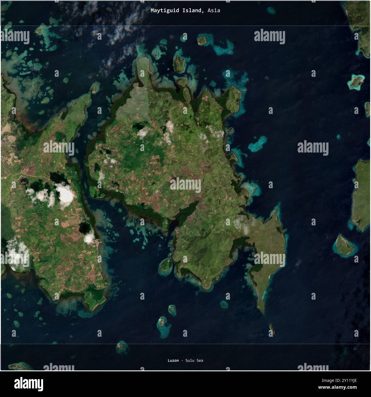 Maytiguid Island in the Sulu Sea, belonging to Philippines, cropped to ...