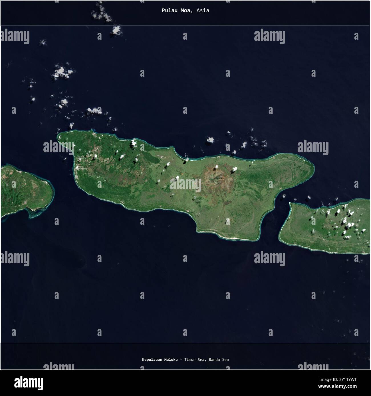 Pulau Moa in the Timor Sea, belonging to Indonesia, cropped to square ...