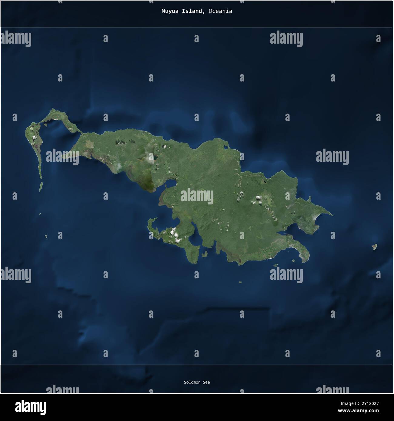 Muyua Island in the Solomon Sea, belonging to Papua New Guinea, cropped ...