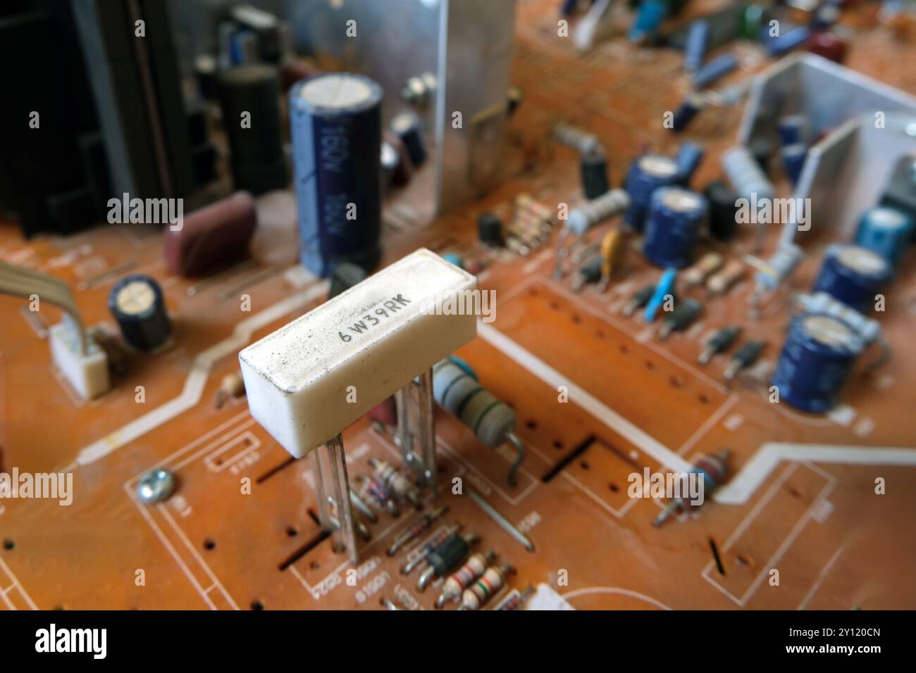 High power ceramic resistor on an electronic board. 6 Watt 39 Ohm ...