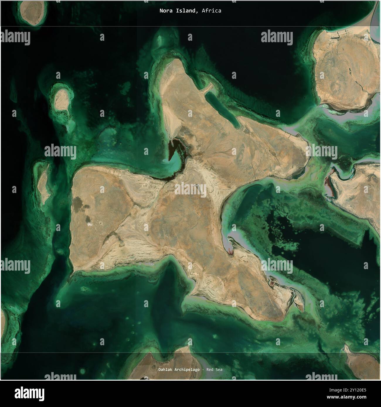 Nora Island in the Red Sea, belonging to Eritrea, cropped to square on ...