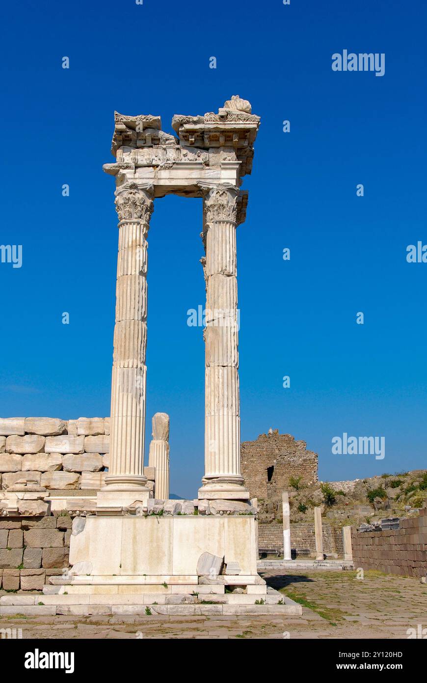 The Temple of Trajan in Pergamon Ancient City in Bergama, Izmir, Turkey ...