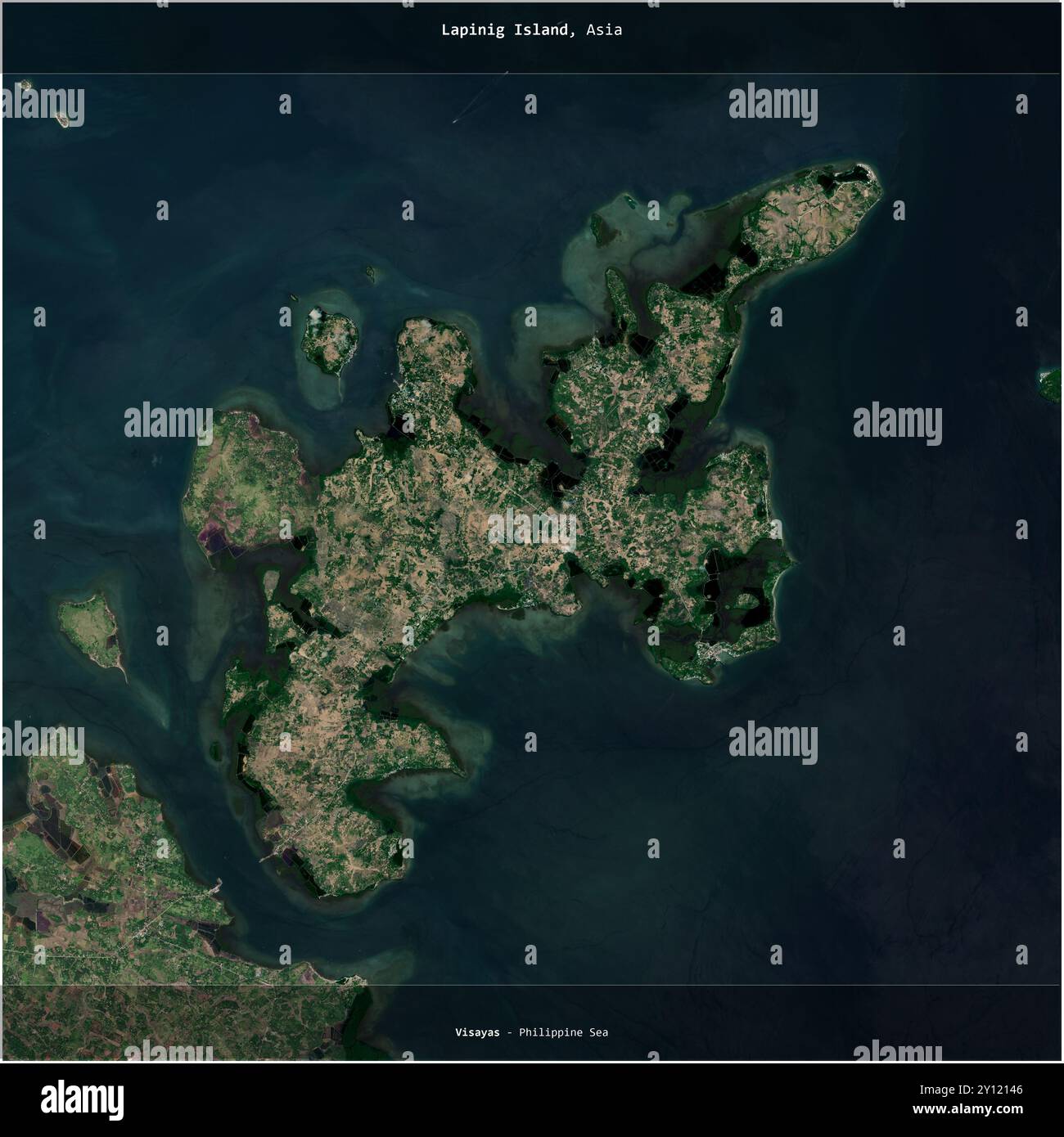Lapinig Island in the Philippine Sea, belonging to Philippines, cropped ...