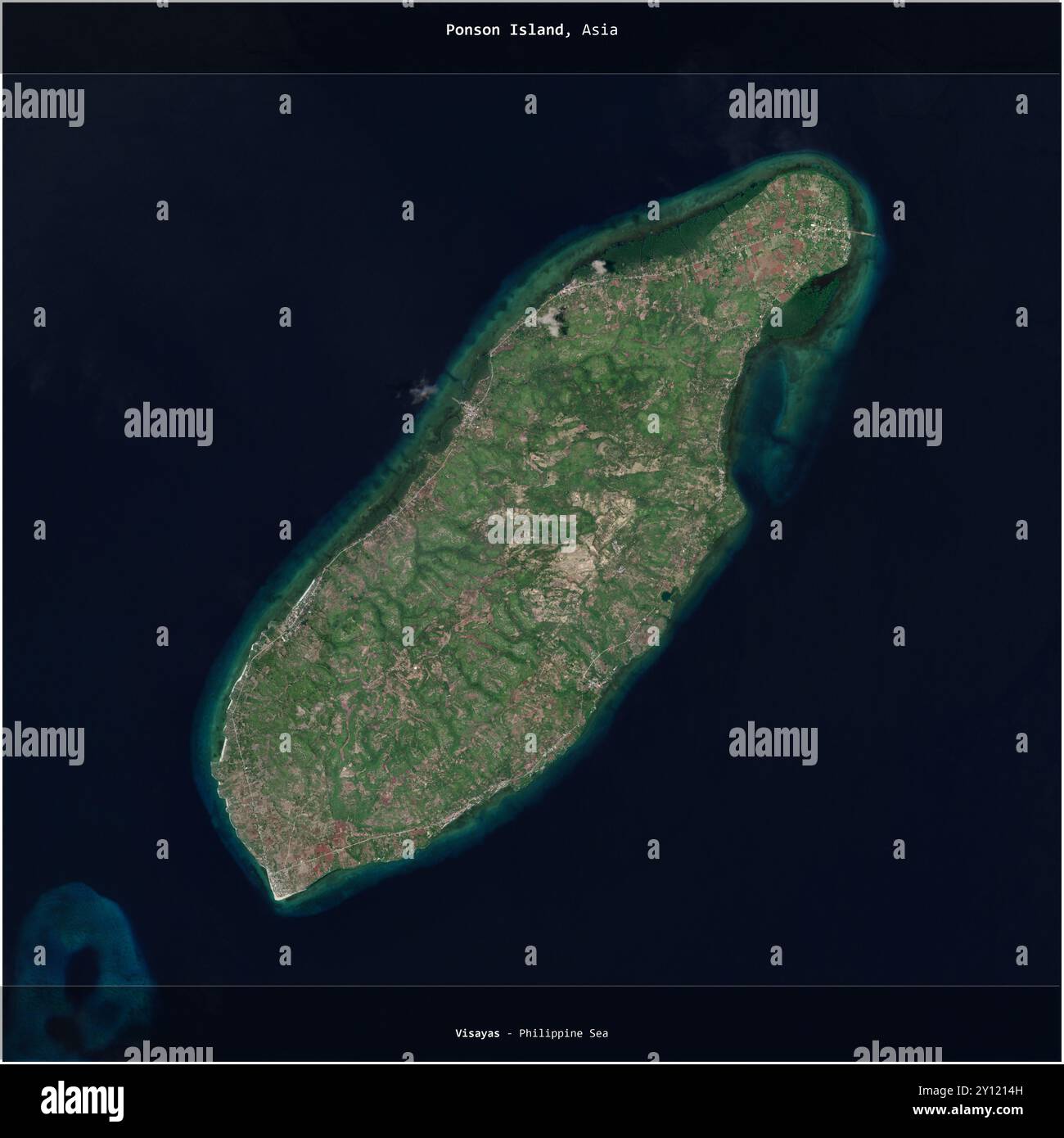 Ponson Island in the Philippine Sea, belonging to Philippines, cropped ...