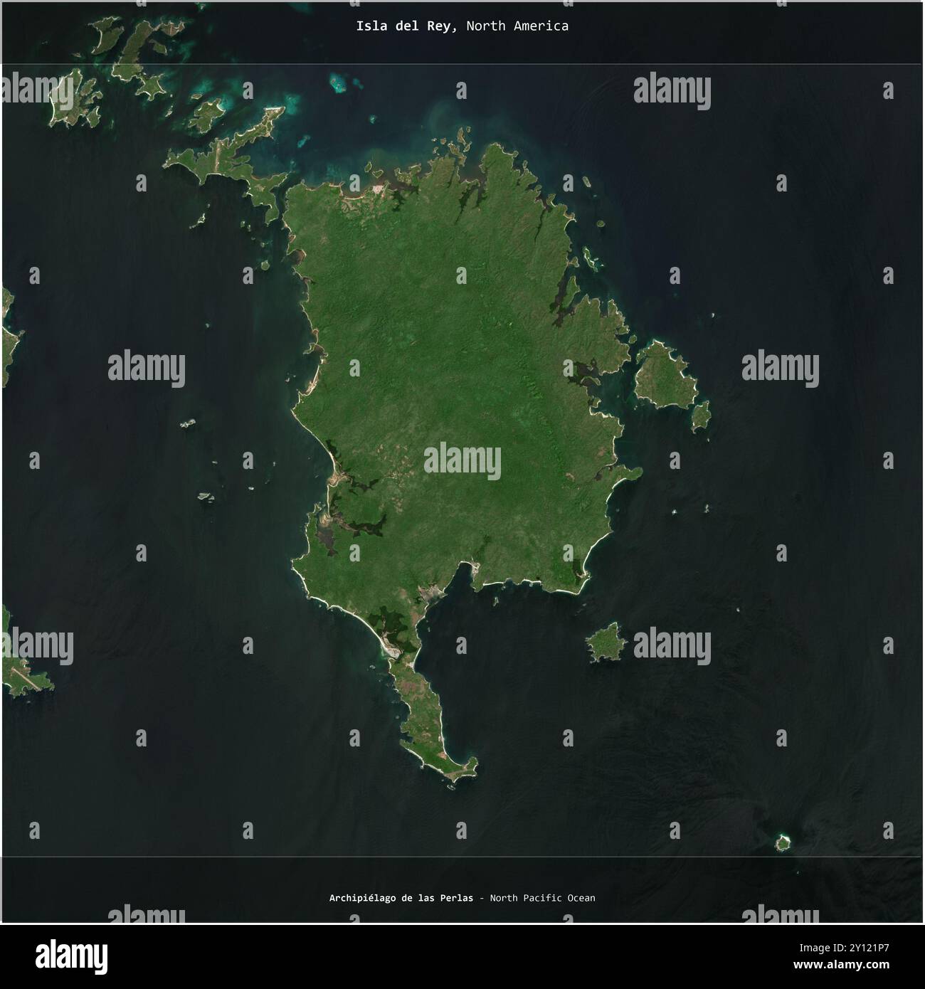 Isla del Rey in the North Pacific Ocean, belonging to Panama, cropped ...