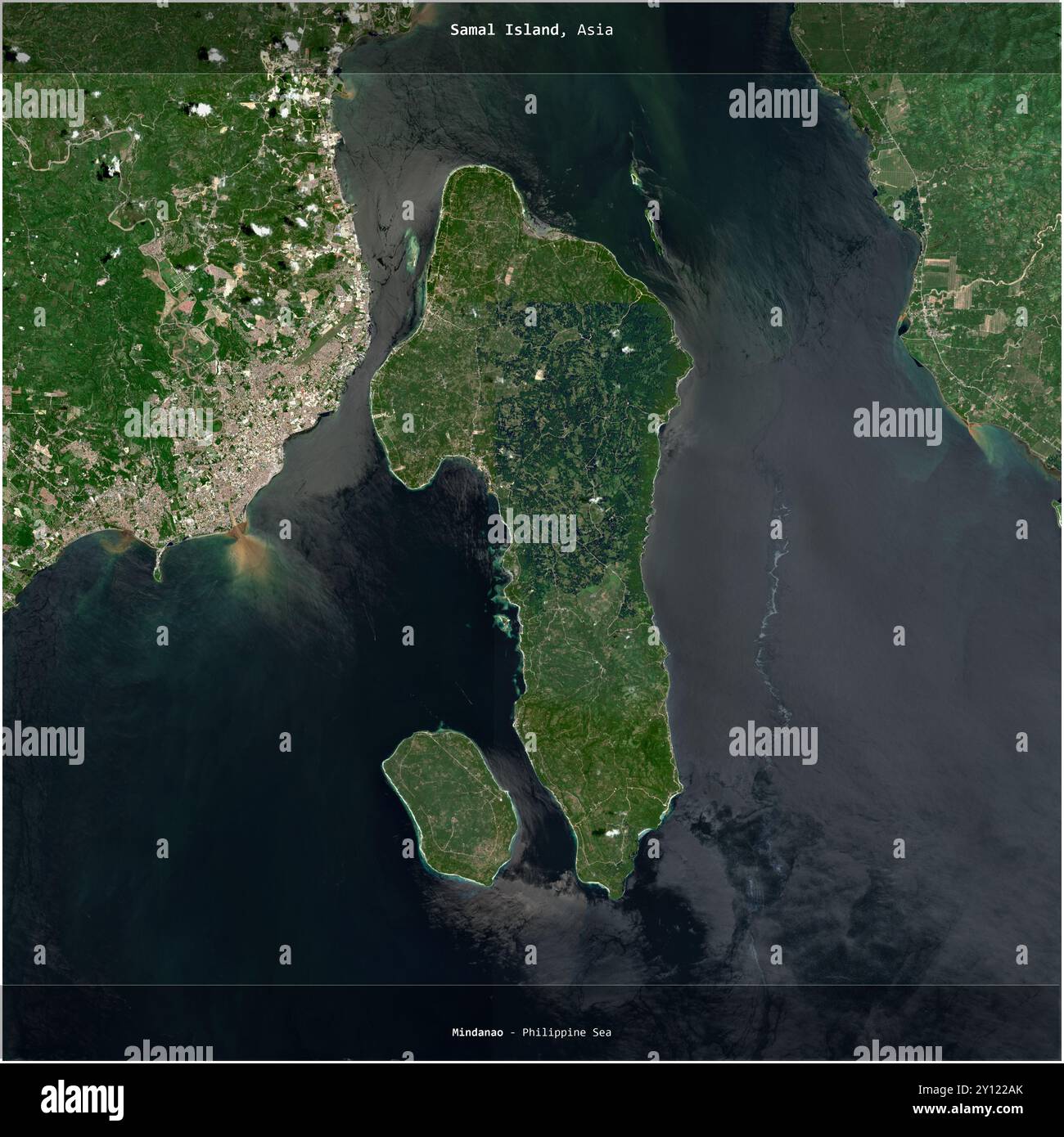 Samal Island in the Philippine Sea, belonging to Philippines, cropped ...