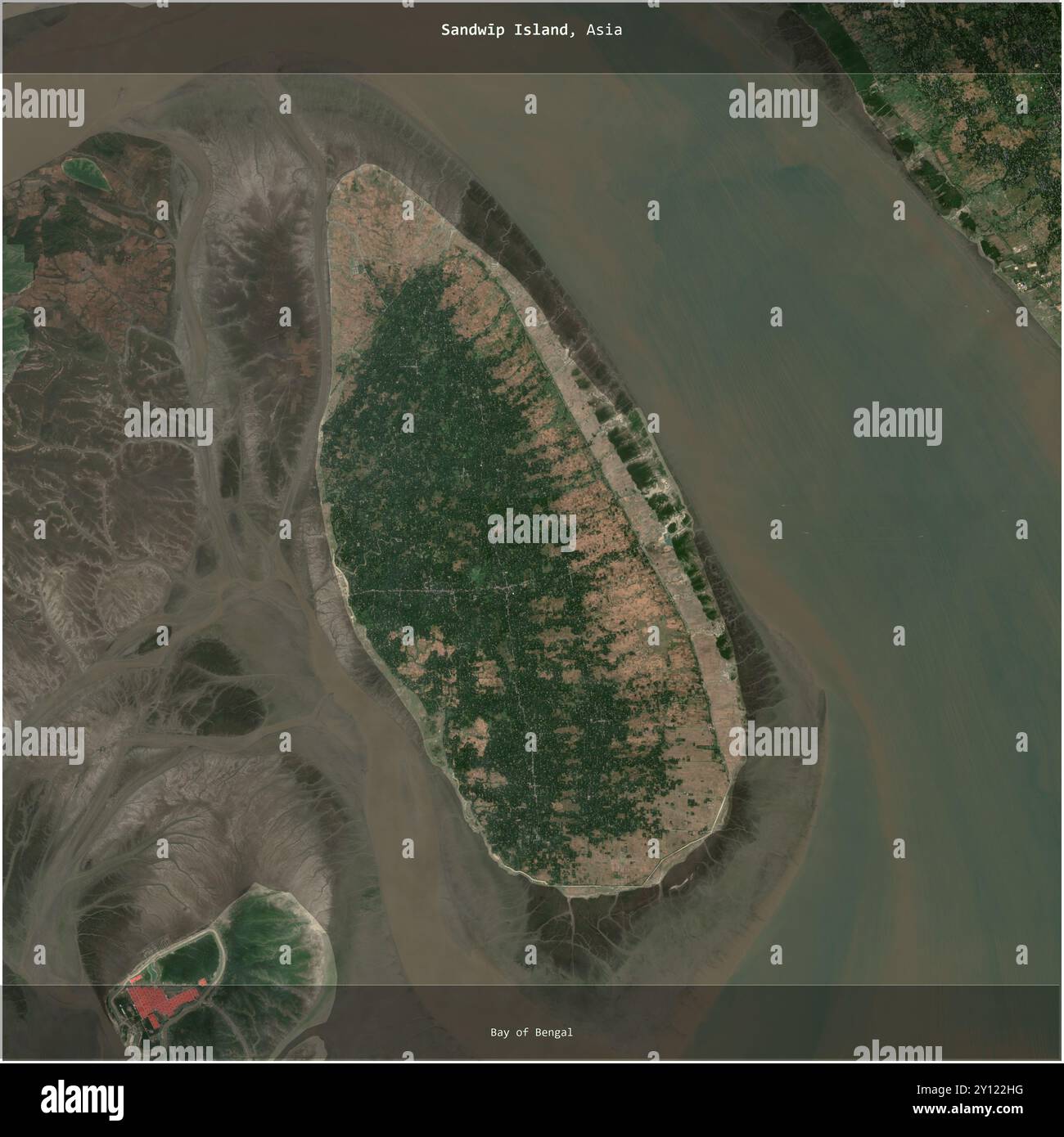 Sandwip Island in the Bay of Bengal, belonging to Bangladesh, cropped ...