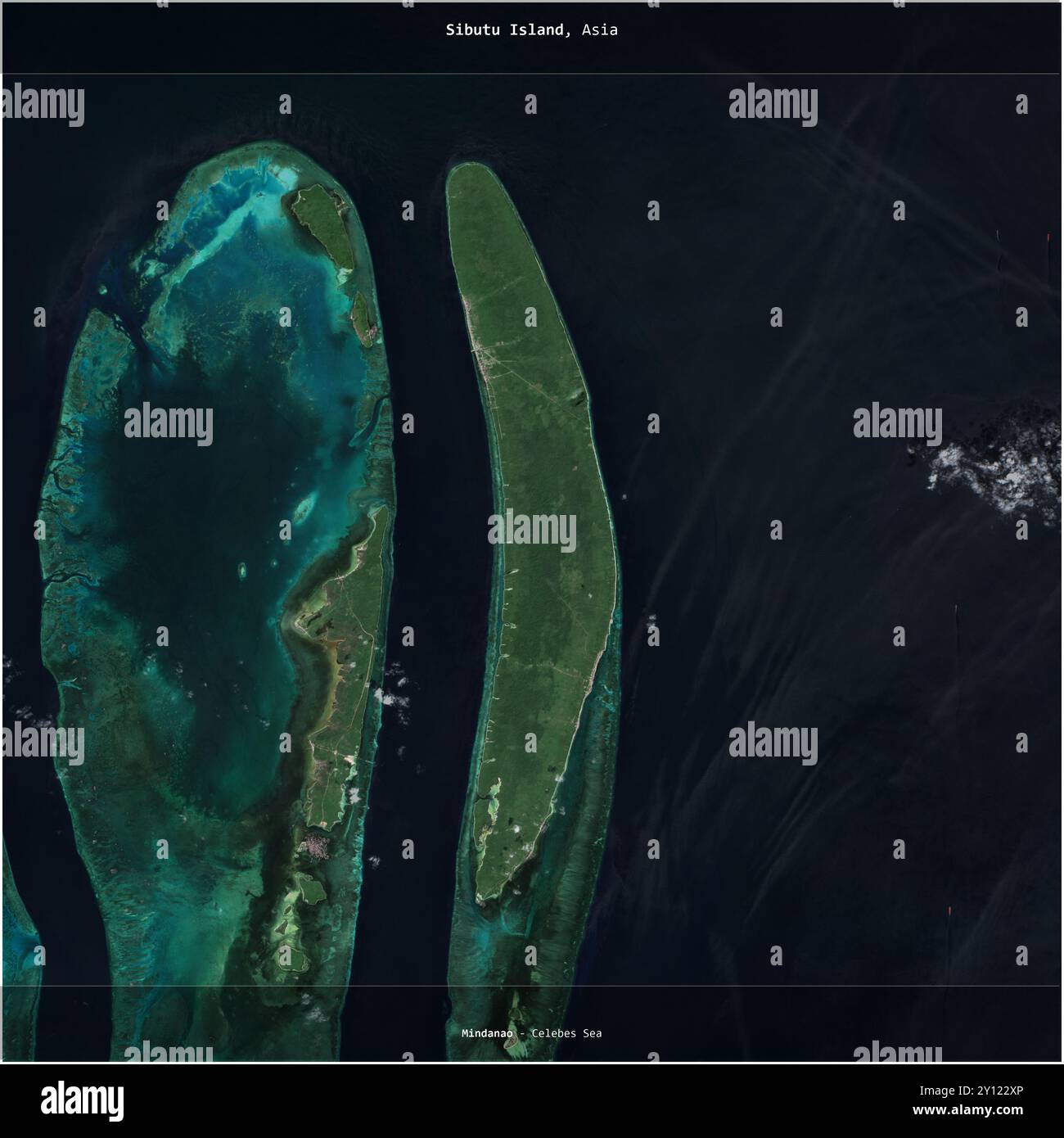 Sibutu Island in the Celebes Sea, belonging to Philippines, cropped to ...