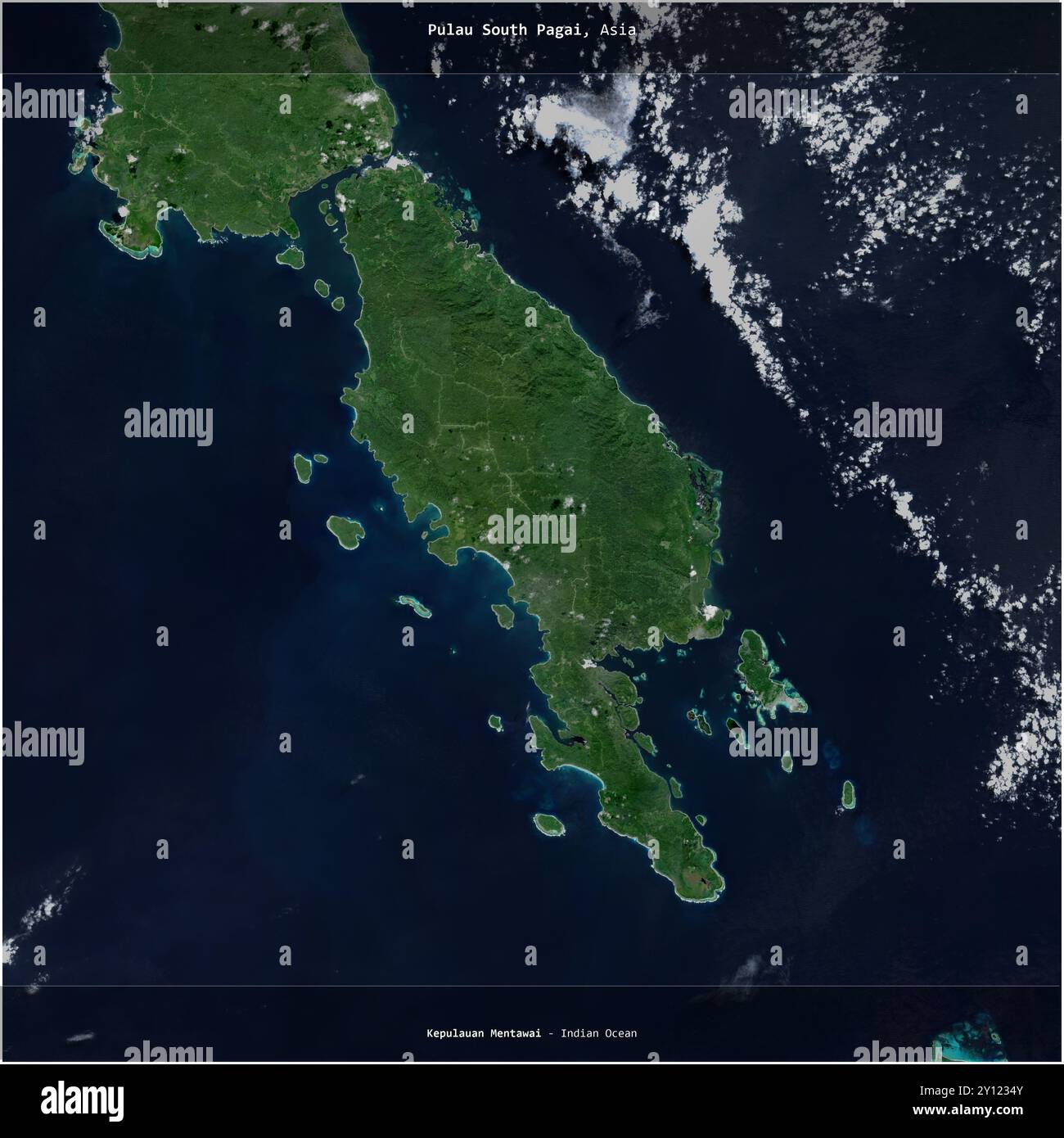 Pulau South Pagai in the Indian Ocean, belonging to Indonesia, cropped ...