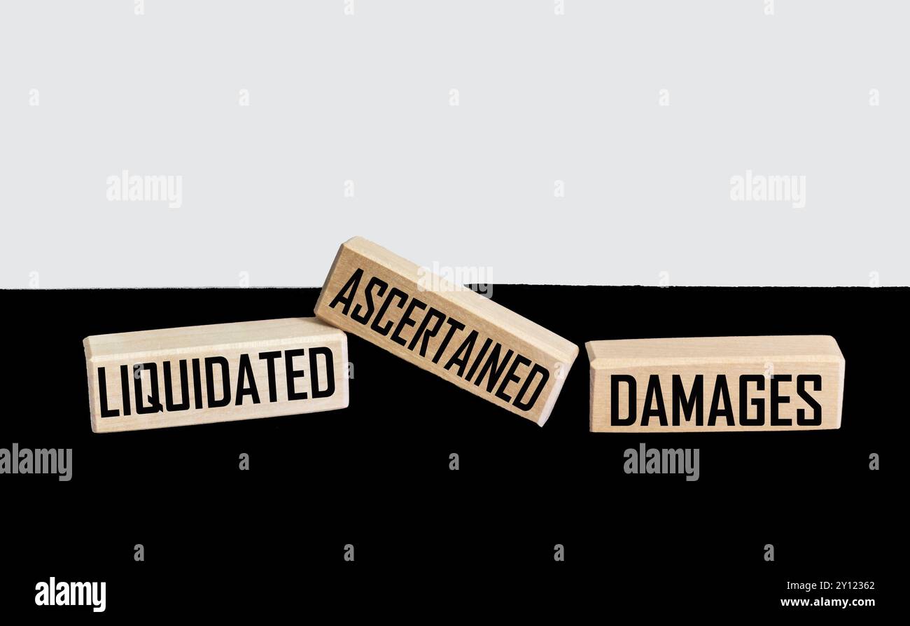 On wooden blocks the text is liquidated established losses. Black and ...