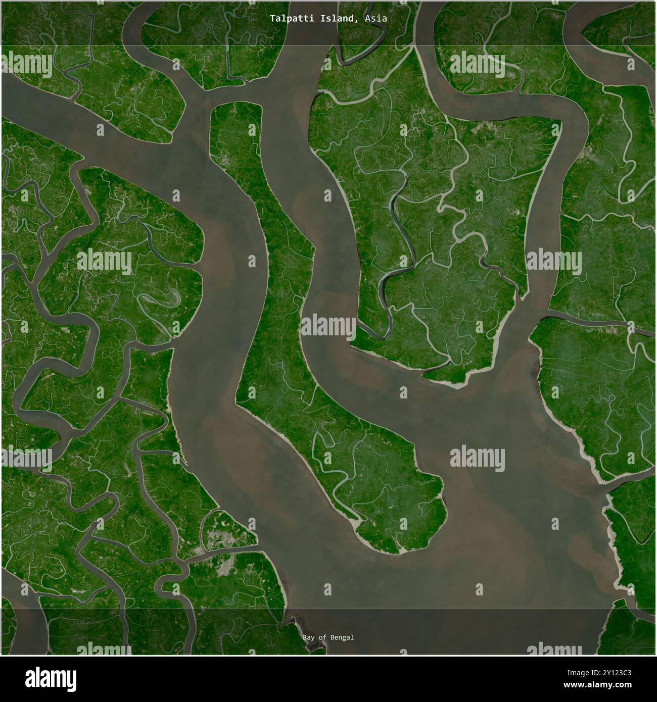 Talpatti Island in the Bay of Bengal, belonging to Bangladesh, cropped ...