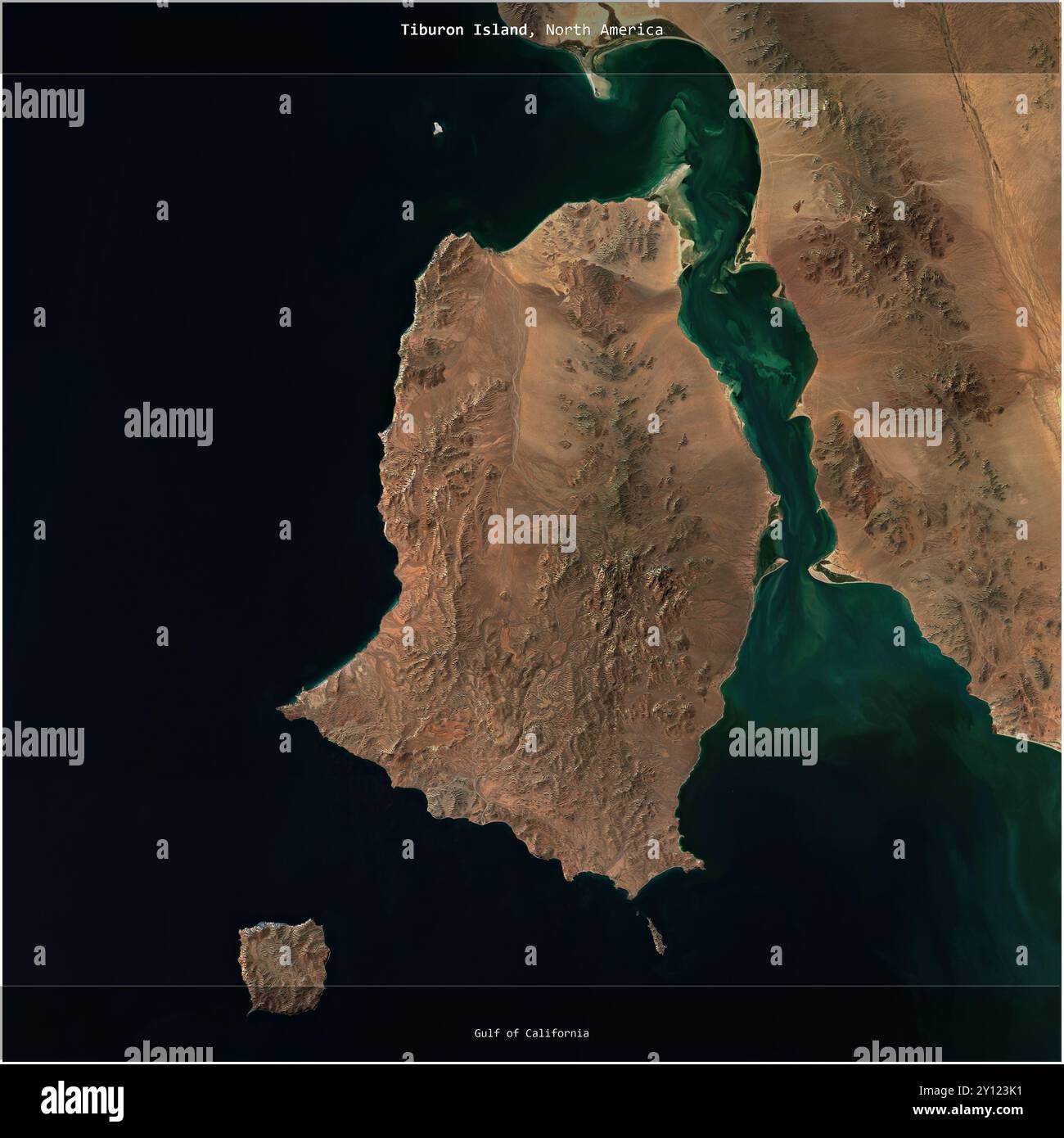 Tiburon Island in the Gulf of California, belonging to Mexico, cropped ...