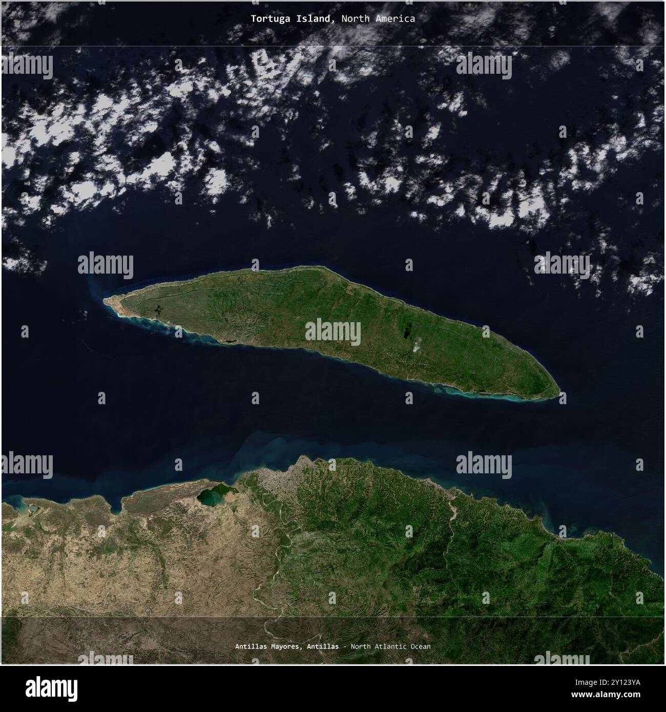 Tortuga Island in the North Atlantic Ocean, belonging to Haiti, cropped ...