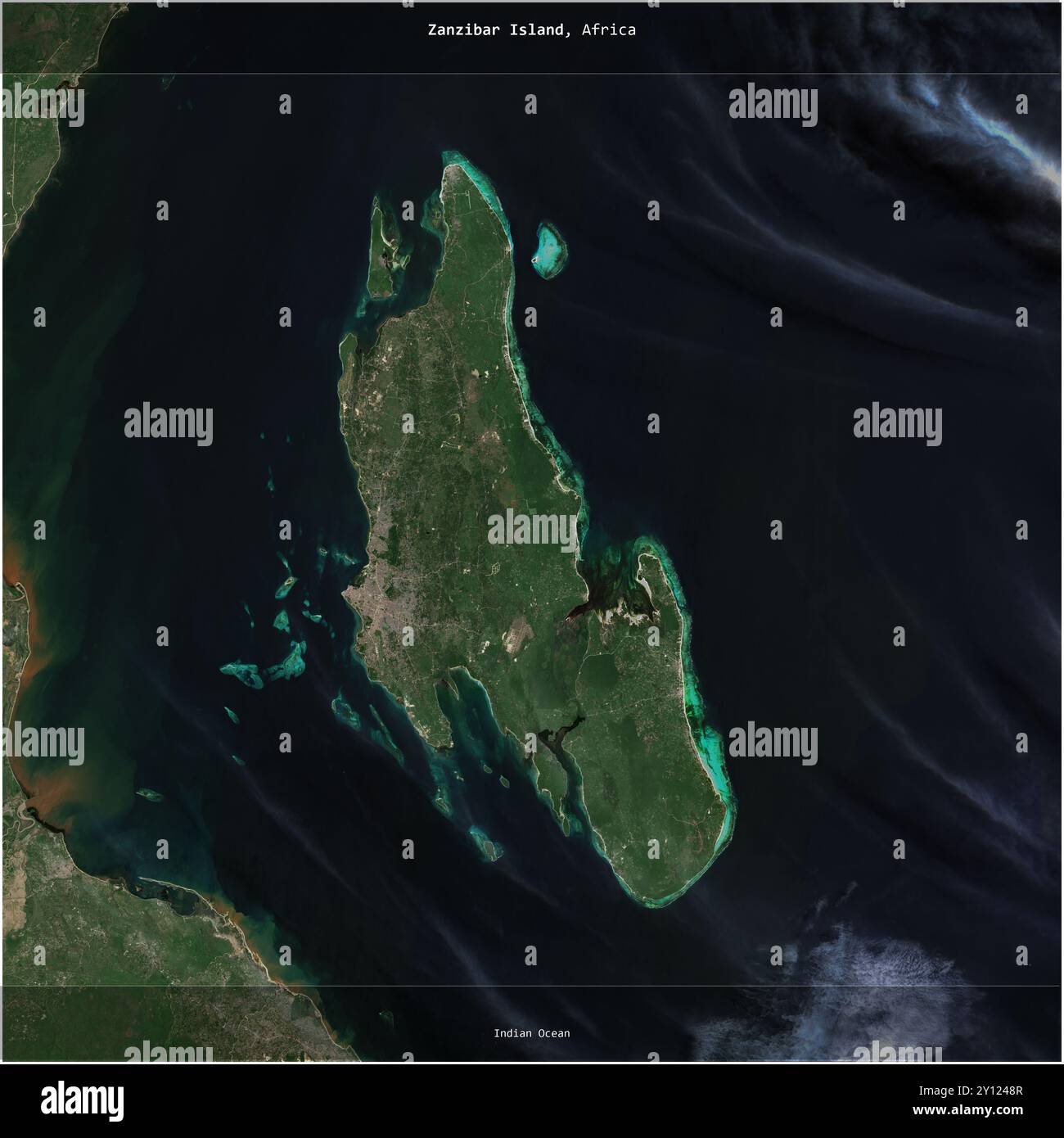 Zanzibar Island in the Indian Ocean, belonging to Tanzania, cropped to ...