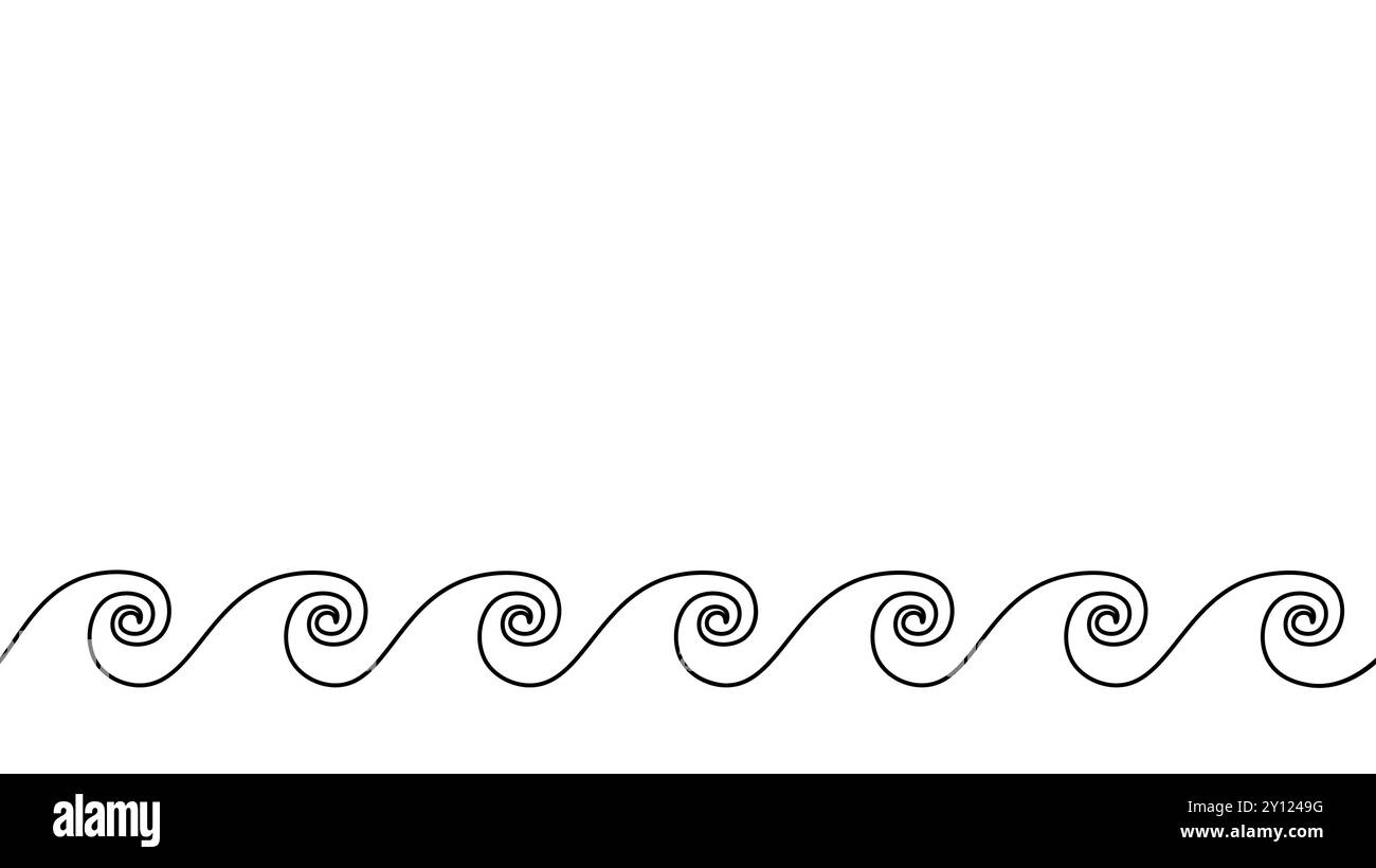 Single continuous line wave line border sea ornament. Travel wedding ...