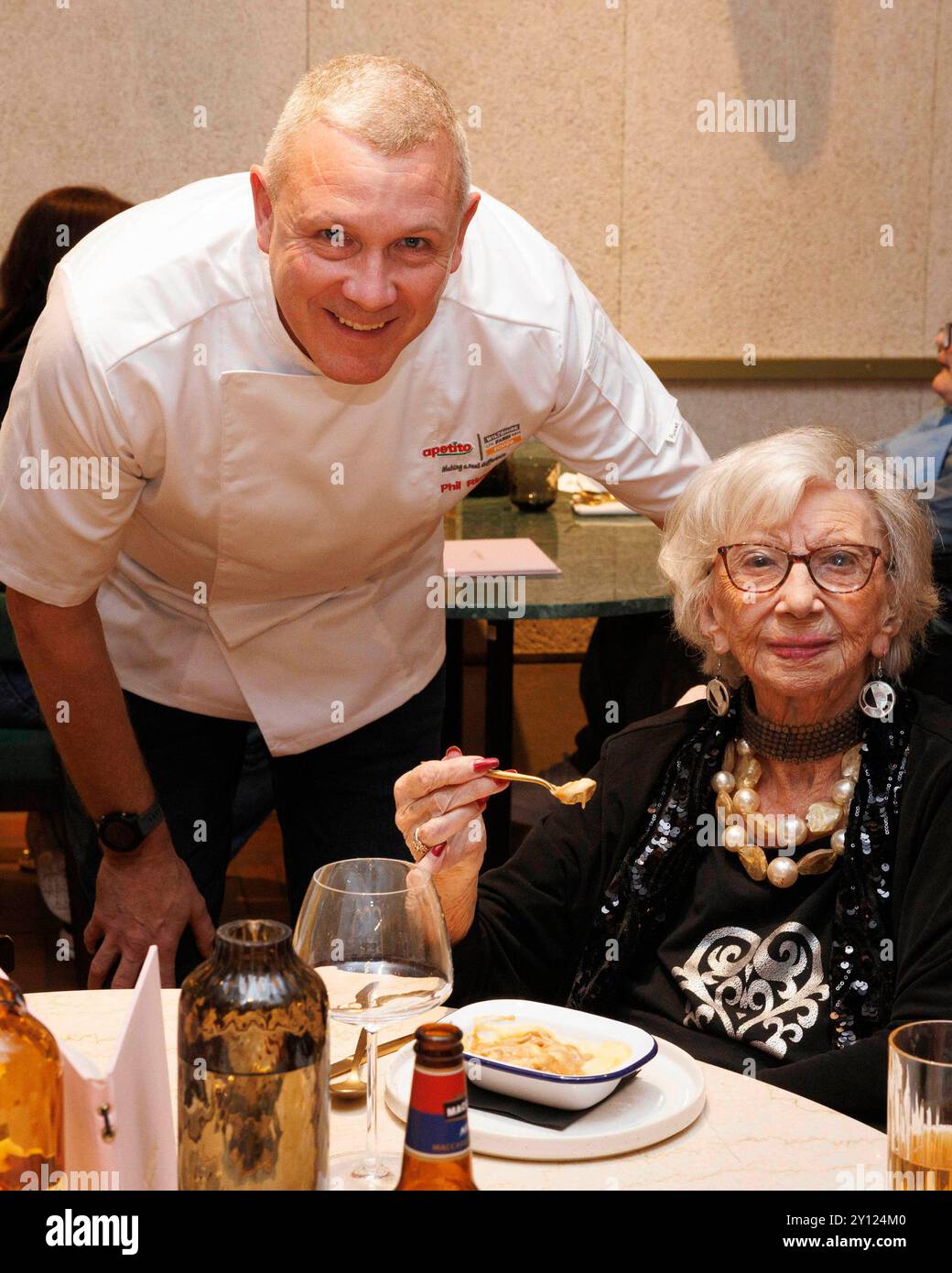 EDITORIAL USE ONLY Head development chef, Phil Rimmer with guest Olivia ...