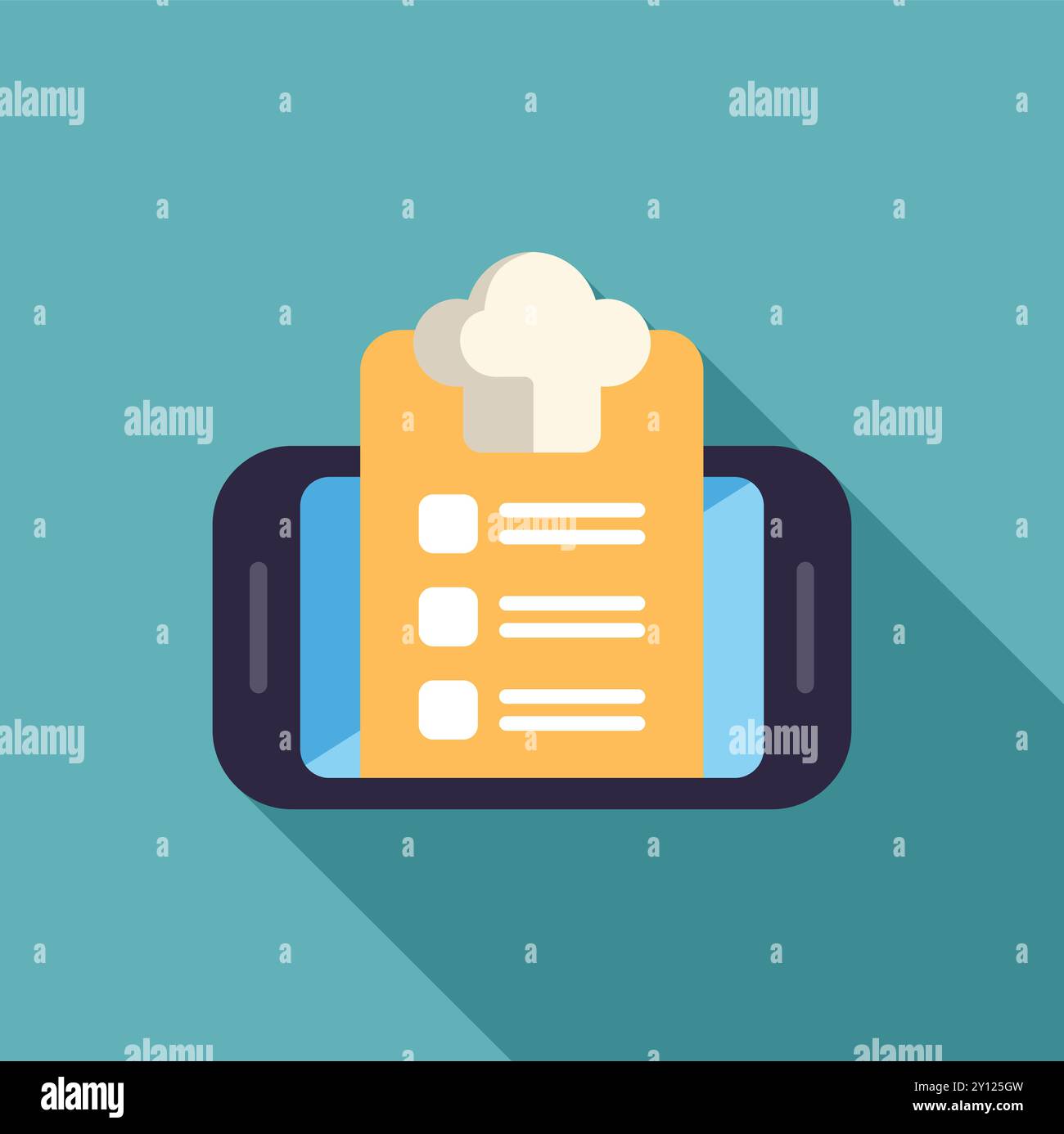 Online food ordering concept with a smartphone displaying a checklist ...