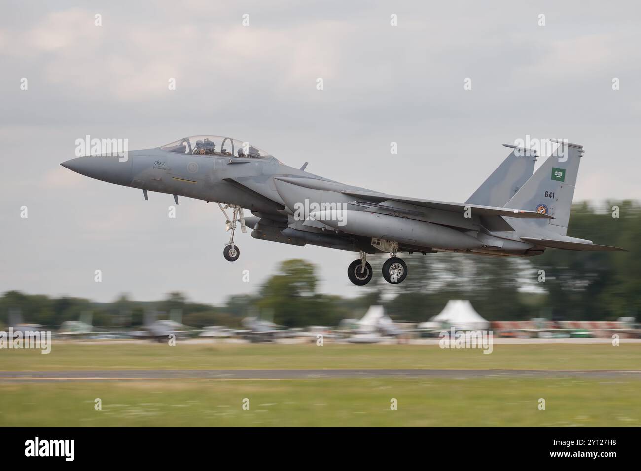 A Royal Saudi Airforce F-15SA Eagle arrives at the Royal International Air Tattoo 2024 Stock ...