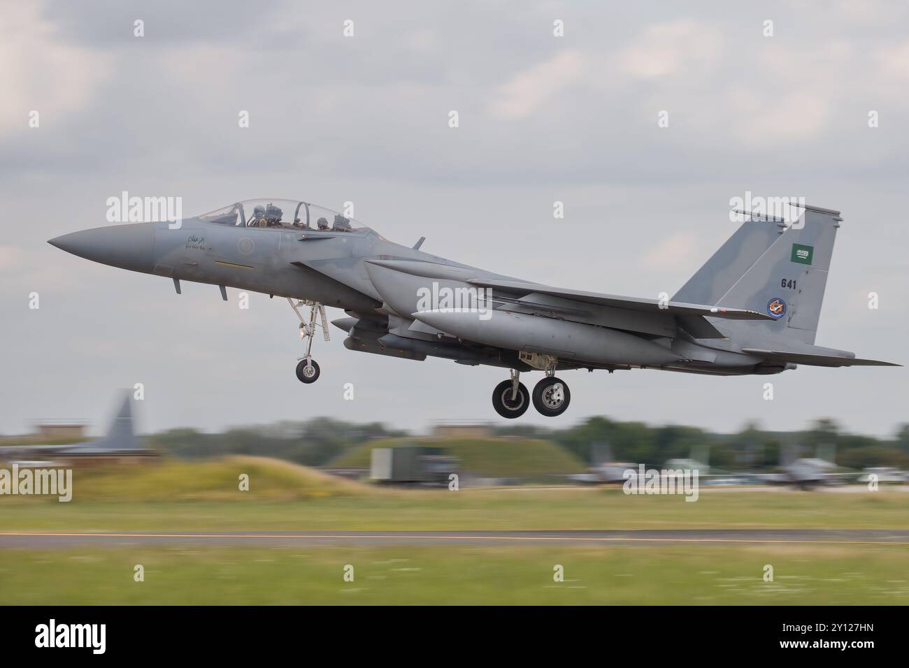 A Royal Saudi Airforce F-15SA Eagle arrives at the Royal International Air Tattoo 2024 Stock ...