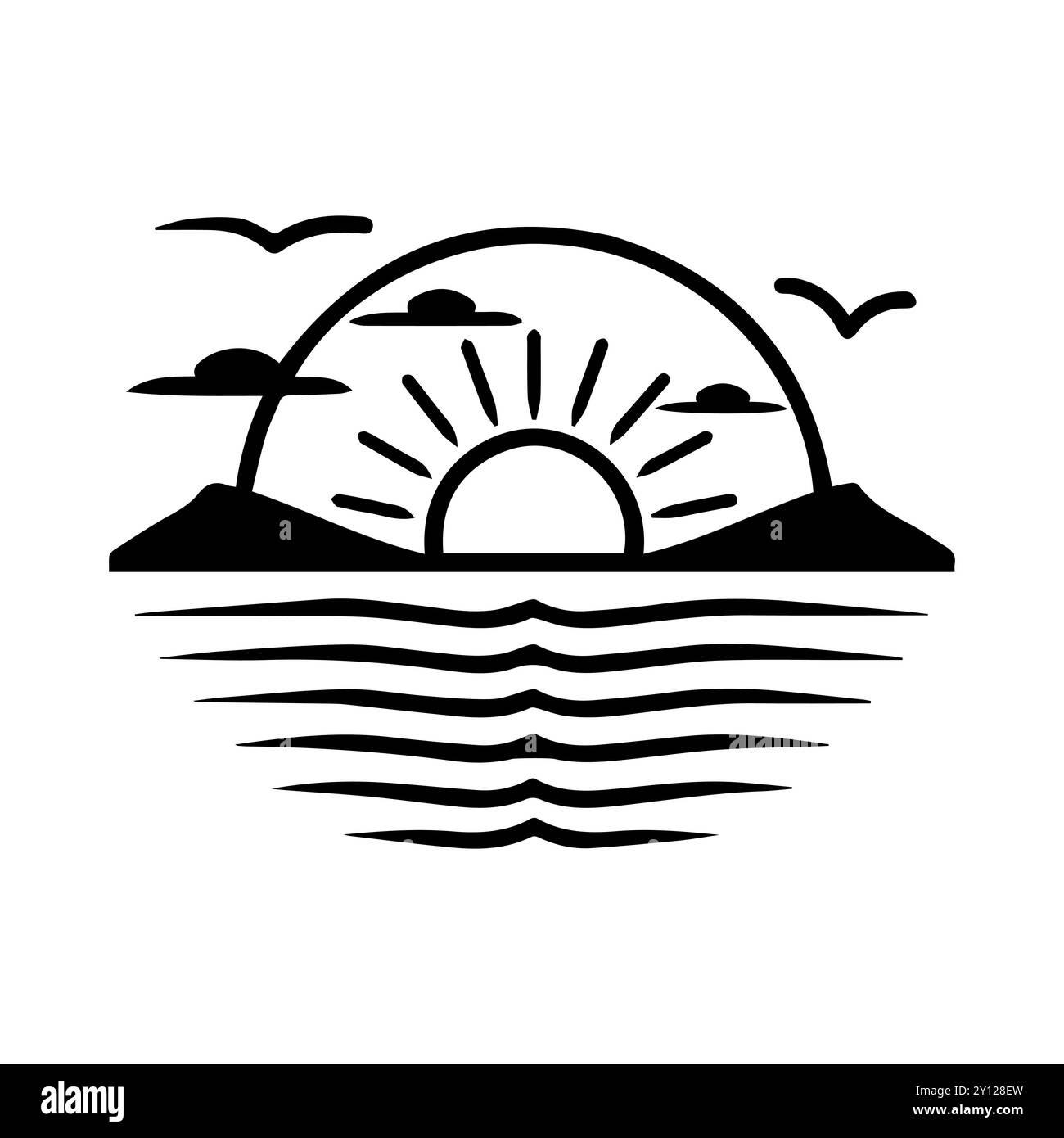 sunrise icon or modern line symbol. Vector line art and icon design ...