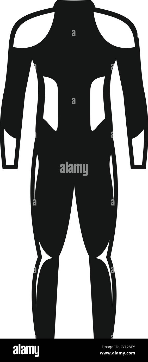 Simple black wetsuit icon representing watersport safety gear for ...