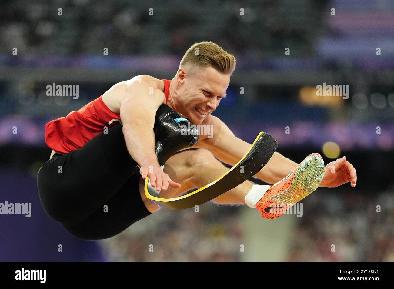 German’s Markus Rehm during the Men’s Long Jump T64 Final at the Stade ...