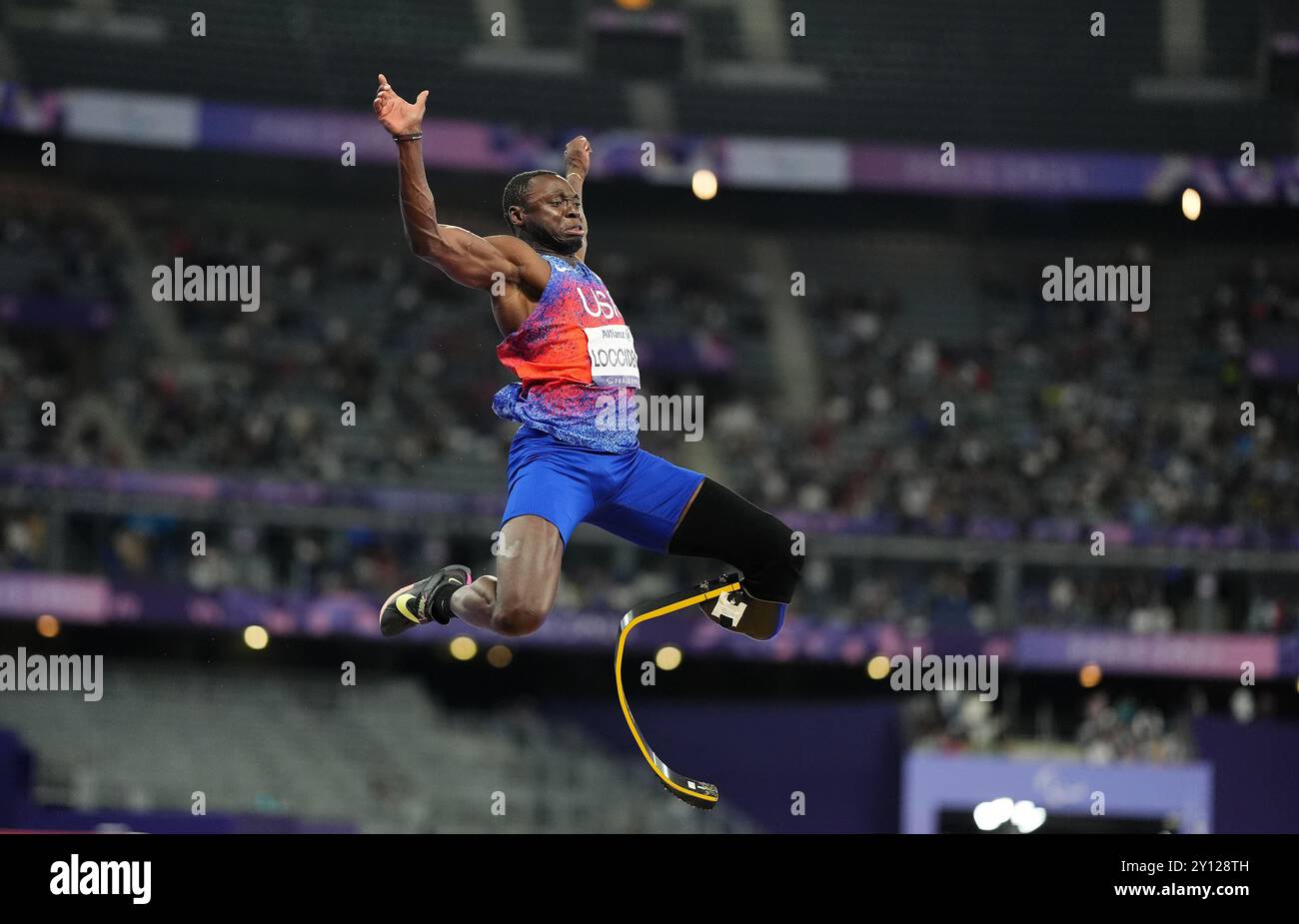 USA’s Derek Loccident in action during the Men’s Long Jump T64 Final at ...