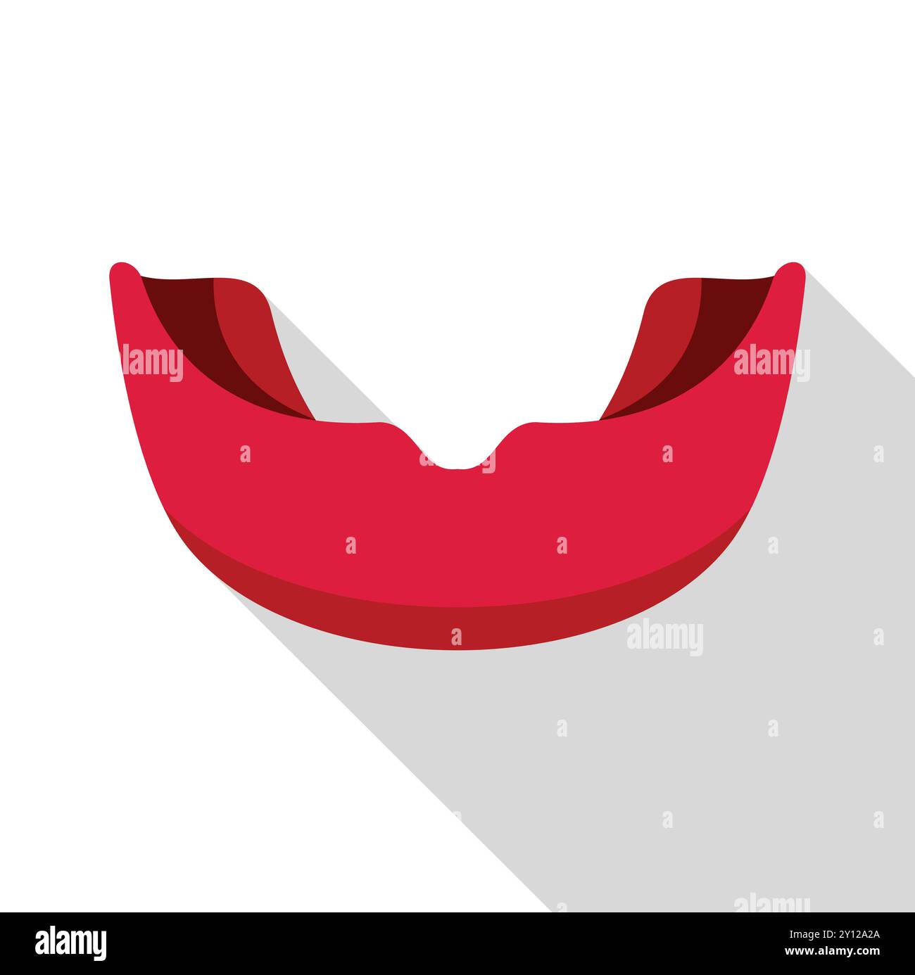 Red mouth guard protecting teeth during sports activities icon in flat ...