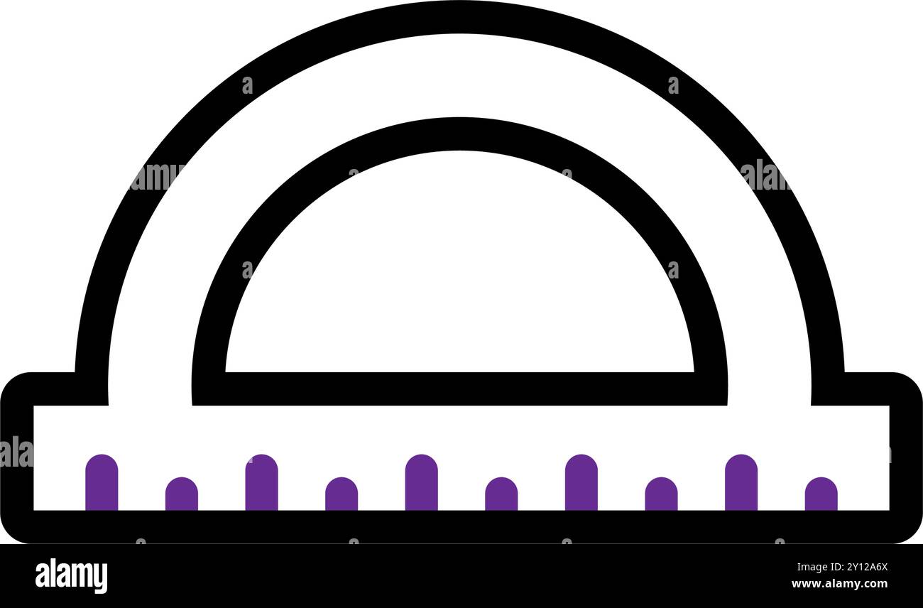 Protractor icon with purple measurements and black outline Vector Stock ...