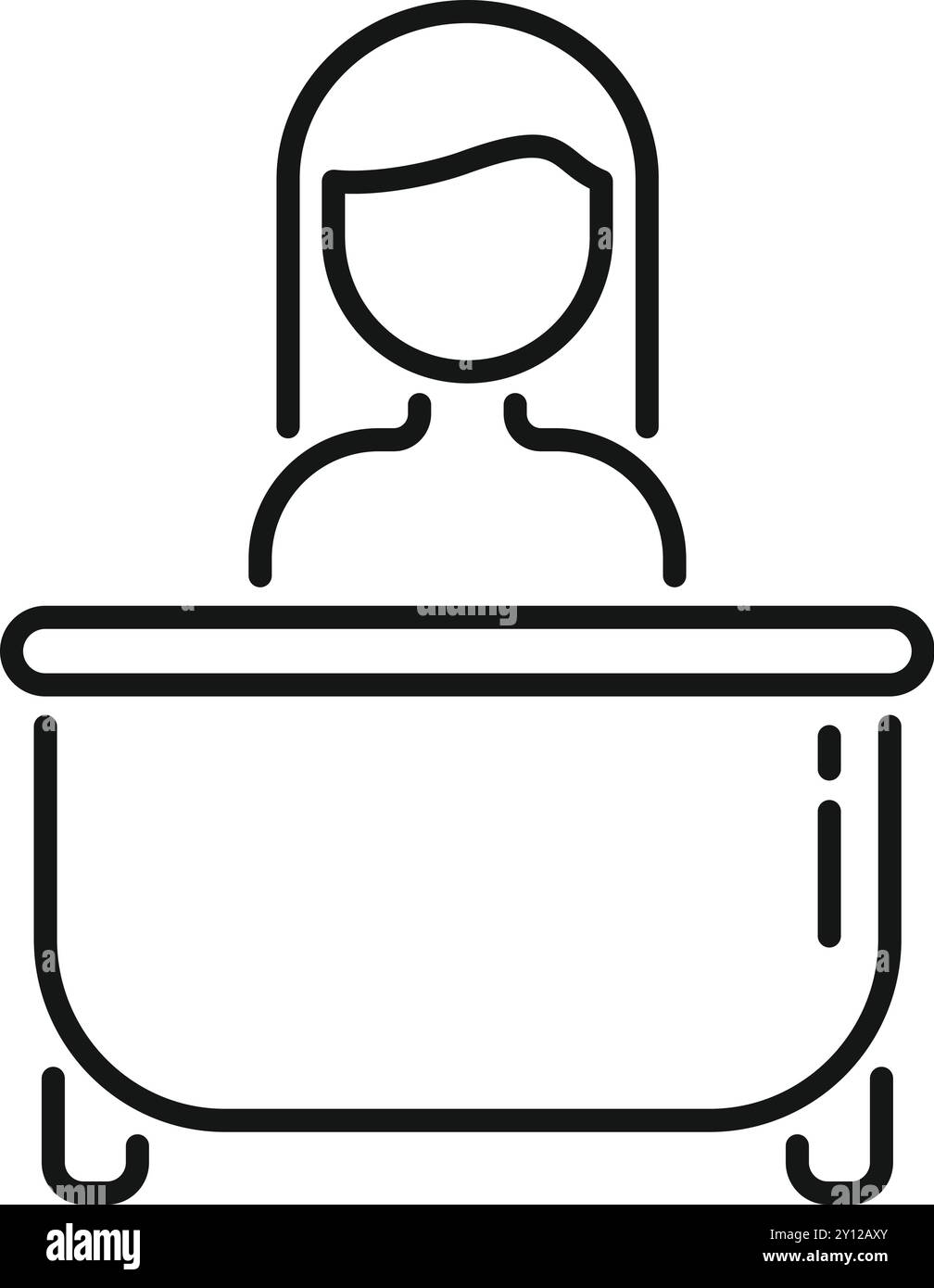 Line icon of a woman relaxing taking a bath in a bathtub Stock Vector ...