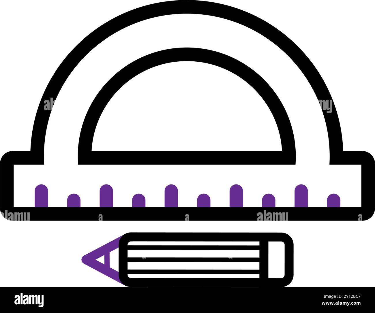 Protractor and pencil icon with purple accents Vector Stock Vector ...
