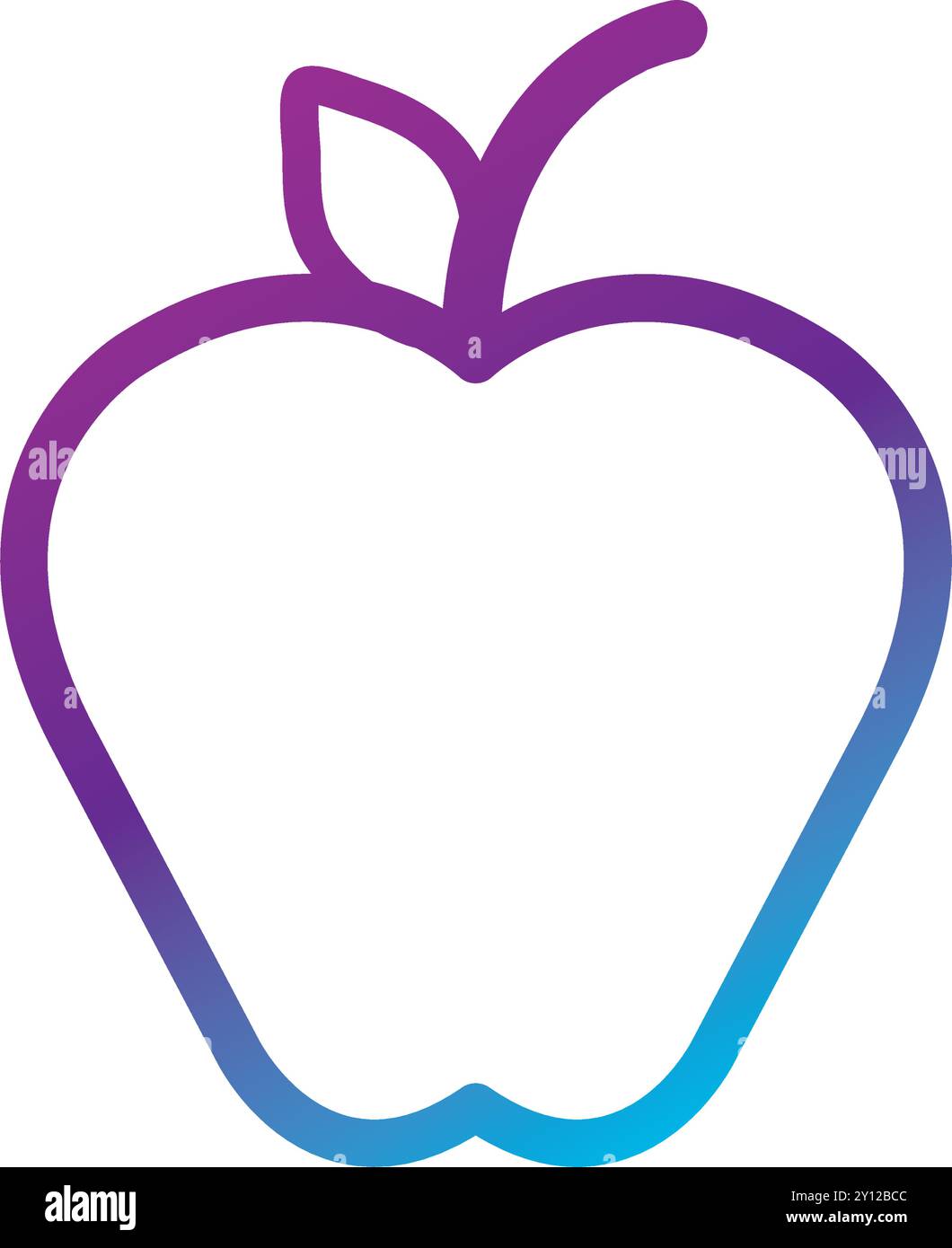 Gradient apple icon in purple and blue outline Vector Stock Vector ...