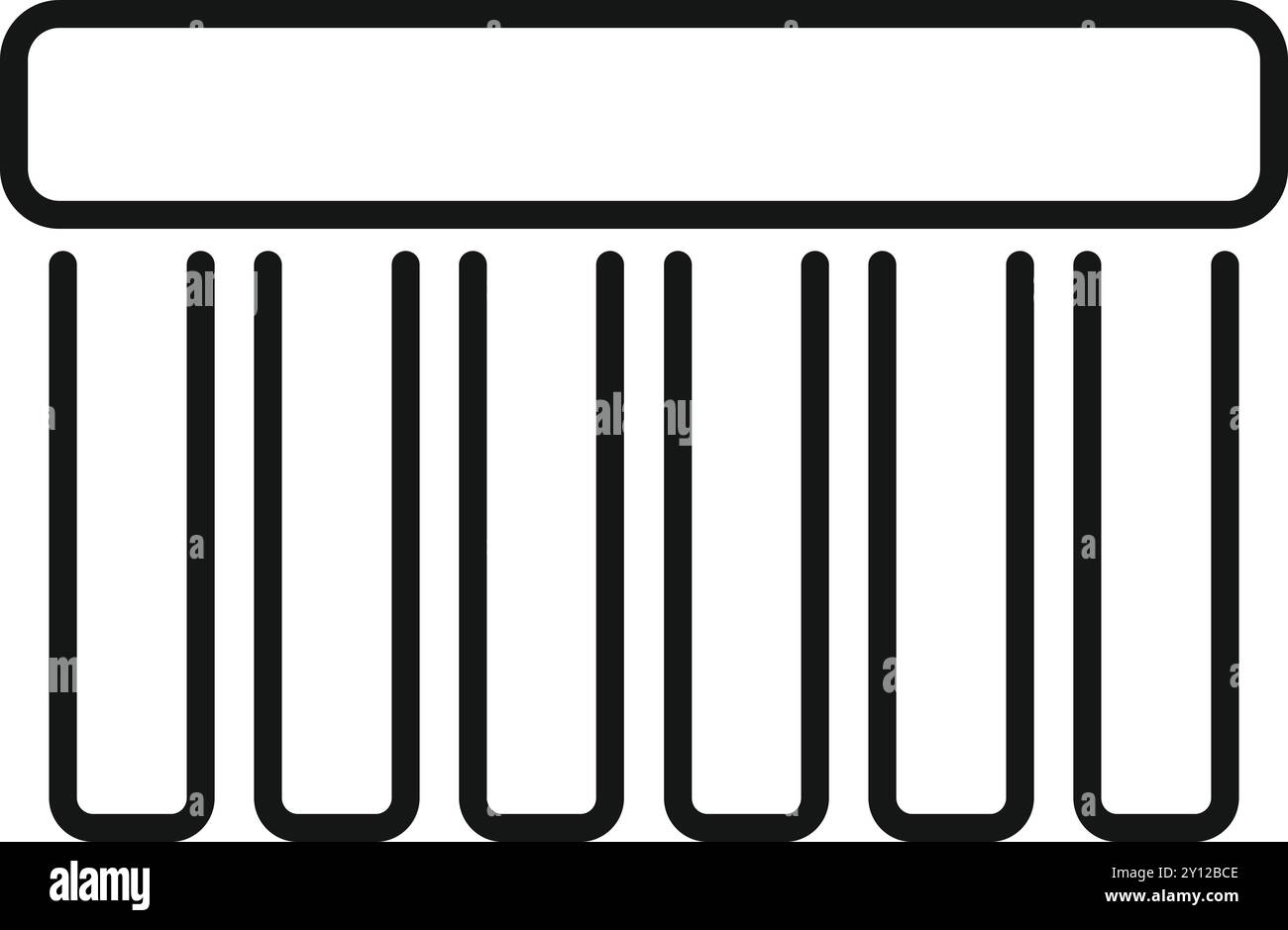 Simple black line art icon of window blinds hanging from a window frame Stock Vector Image & Art ...