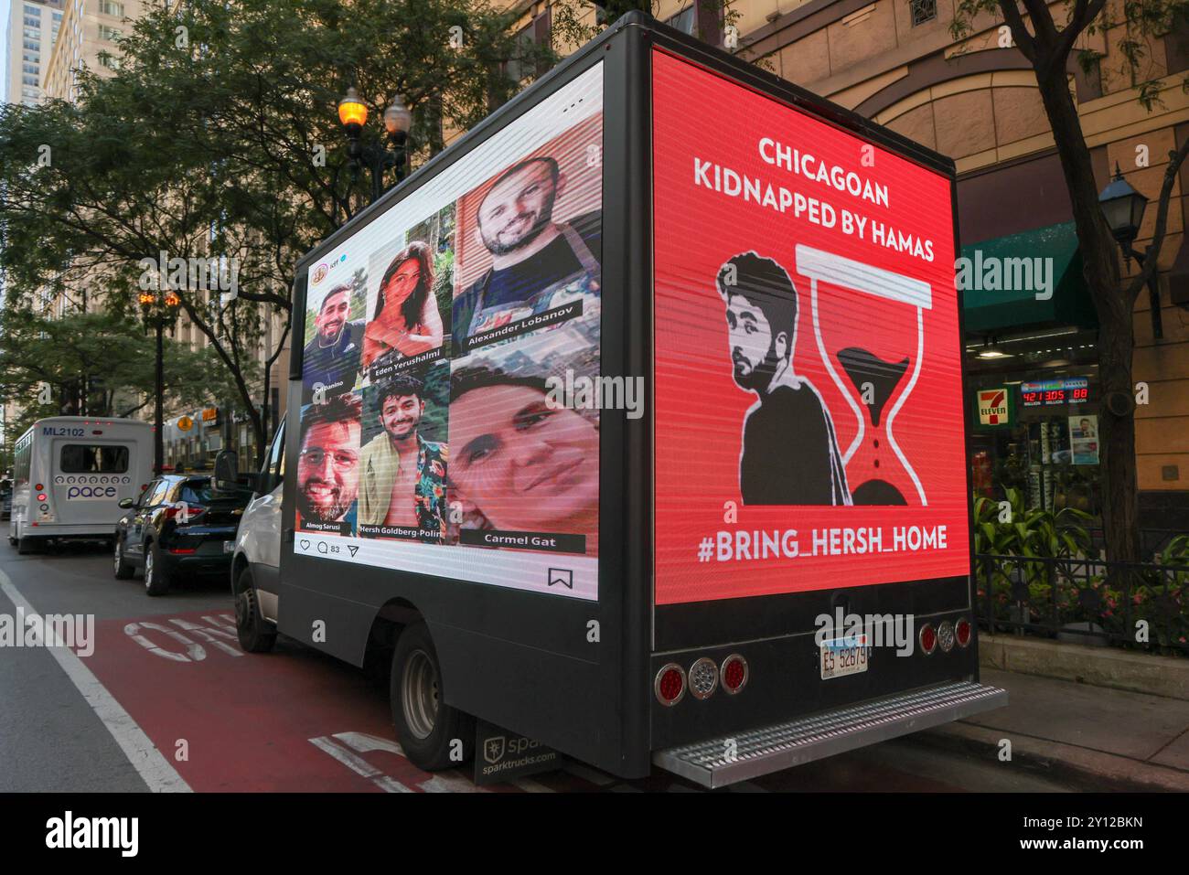 Chicago, USA. 03rd Sep, 2024. A digital billboard truck displaying the ...