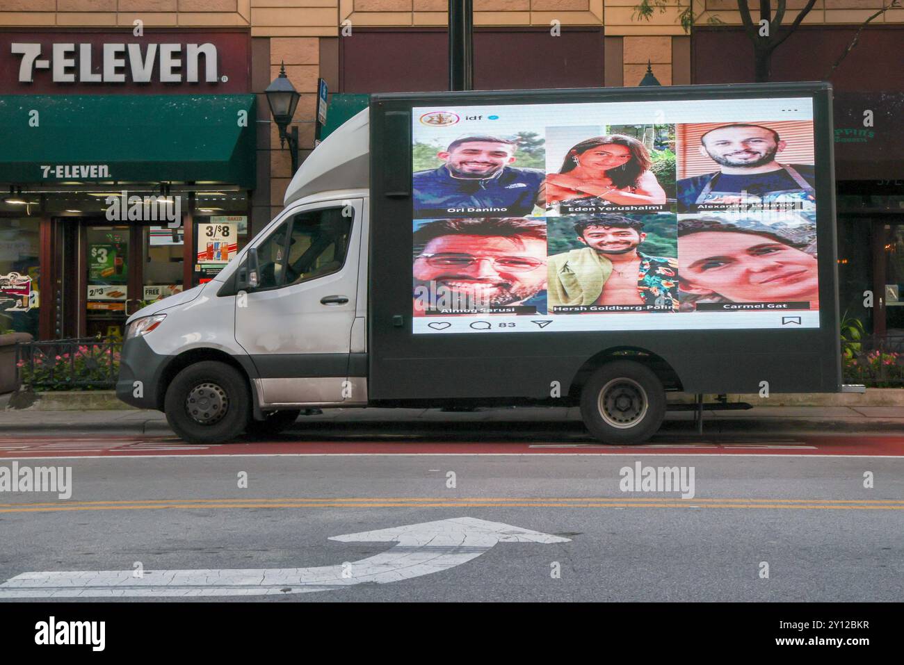 Chicago, USA. 03rd Sep, 2024. A digital billboard truck displaying the ...