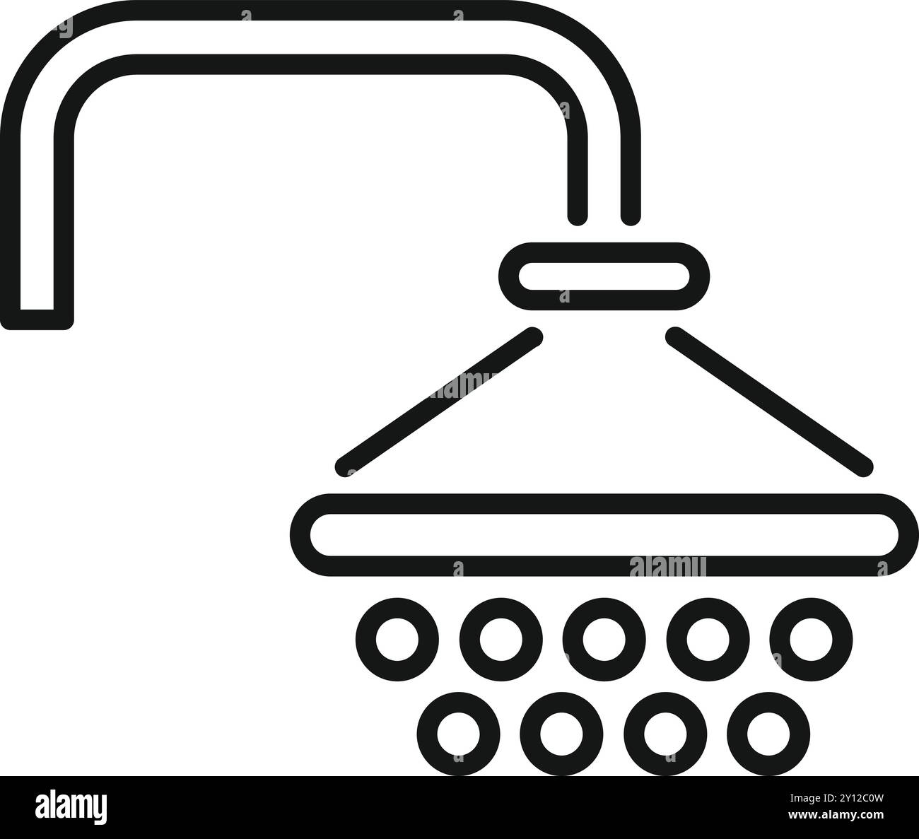 Simple outline vector of a shower head pouring water drops, perfect for ...