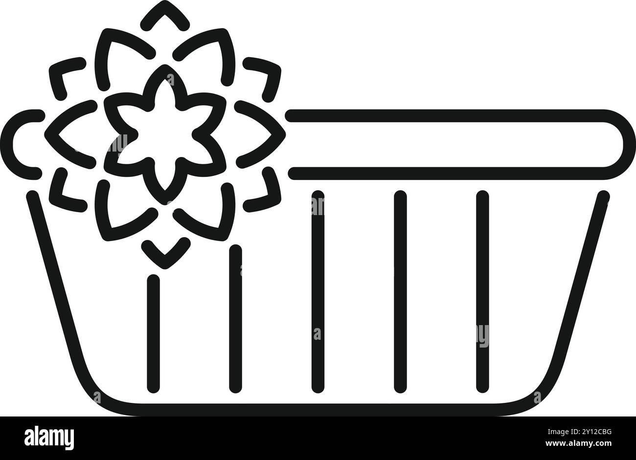 Laundry basket icon with flower representing washing delicates ...