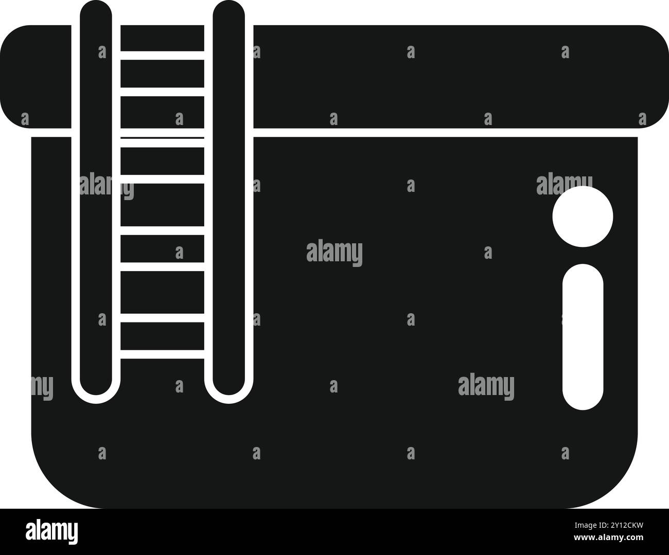 Inflatable rectangular swimming pool with ladder icon in simple style ...