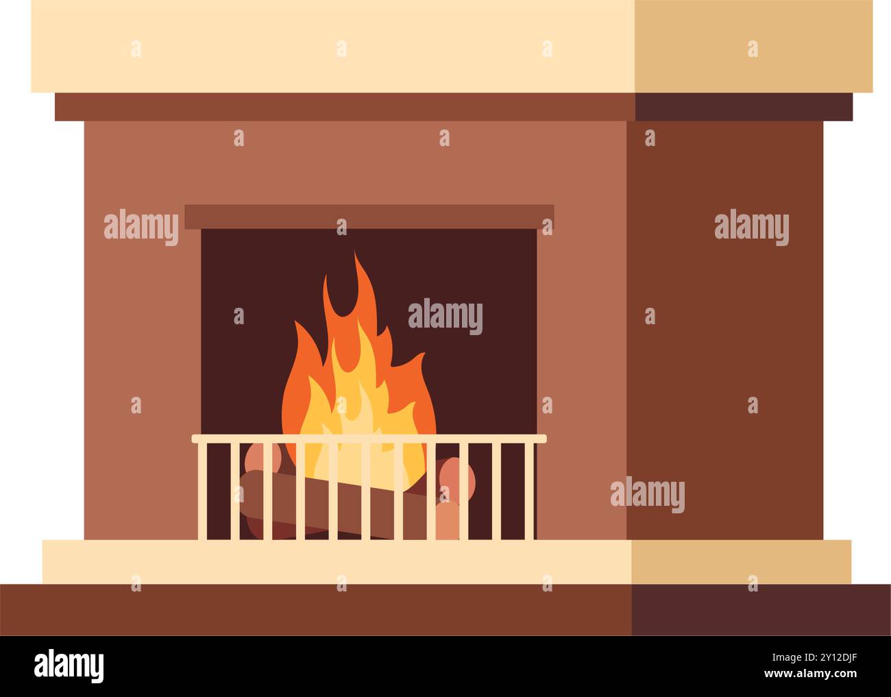 Warm burning fire in fireplace Cut Out Stock Images & Pictures - Alamy