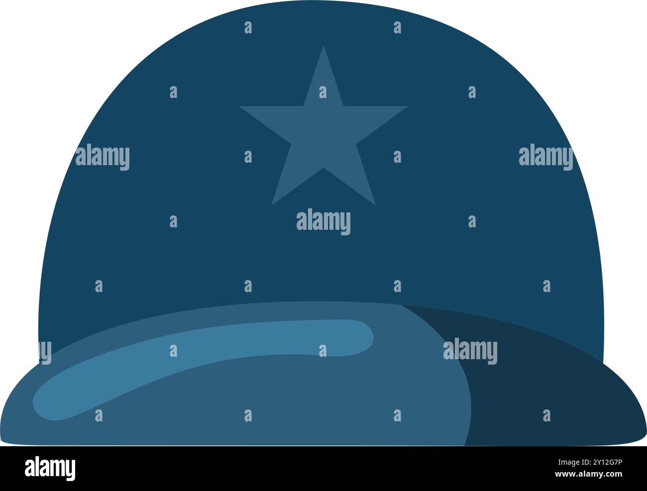 Blue military helmet with a star in flat design Vector Stock Vector ...