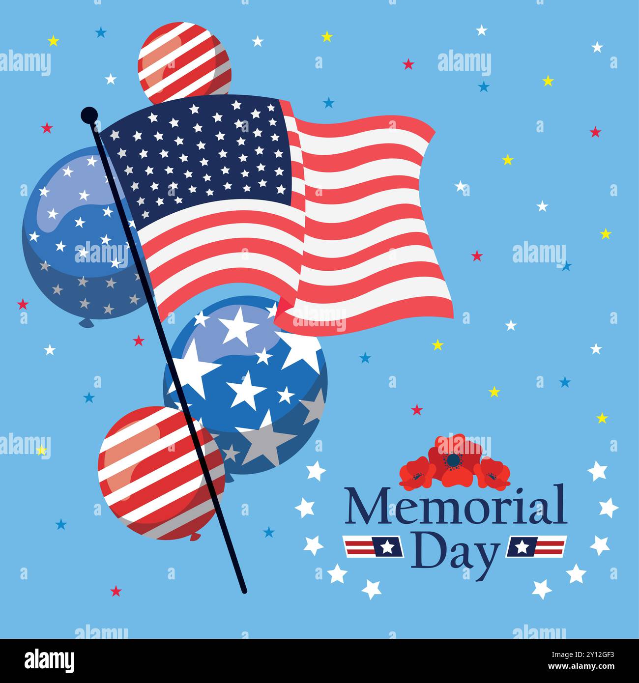 Memorial Day balloons with American flag and stars Vector Stock Vector Image & Art - Alamy