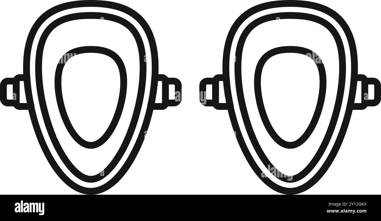 Public toilet urinal top view line icon showing concept of restroom and ...