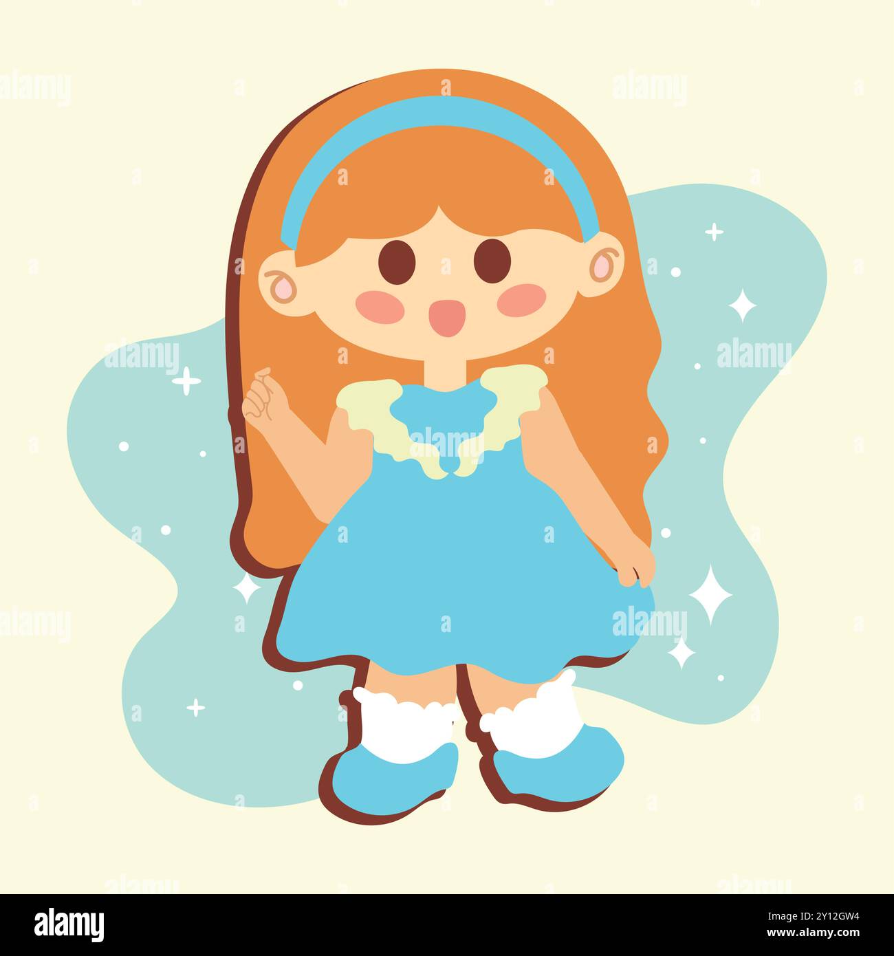 Cute girl with dress cartoon kawaii Vector Stock Vector Image & Art - Alamy