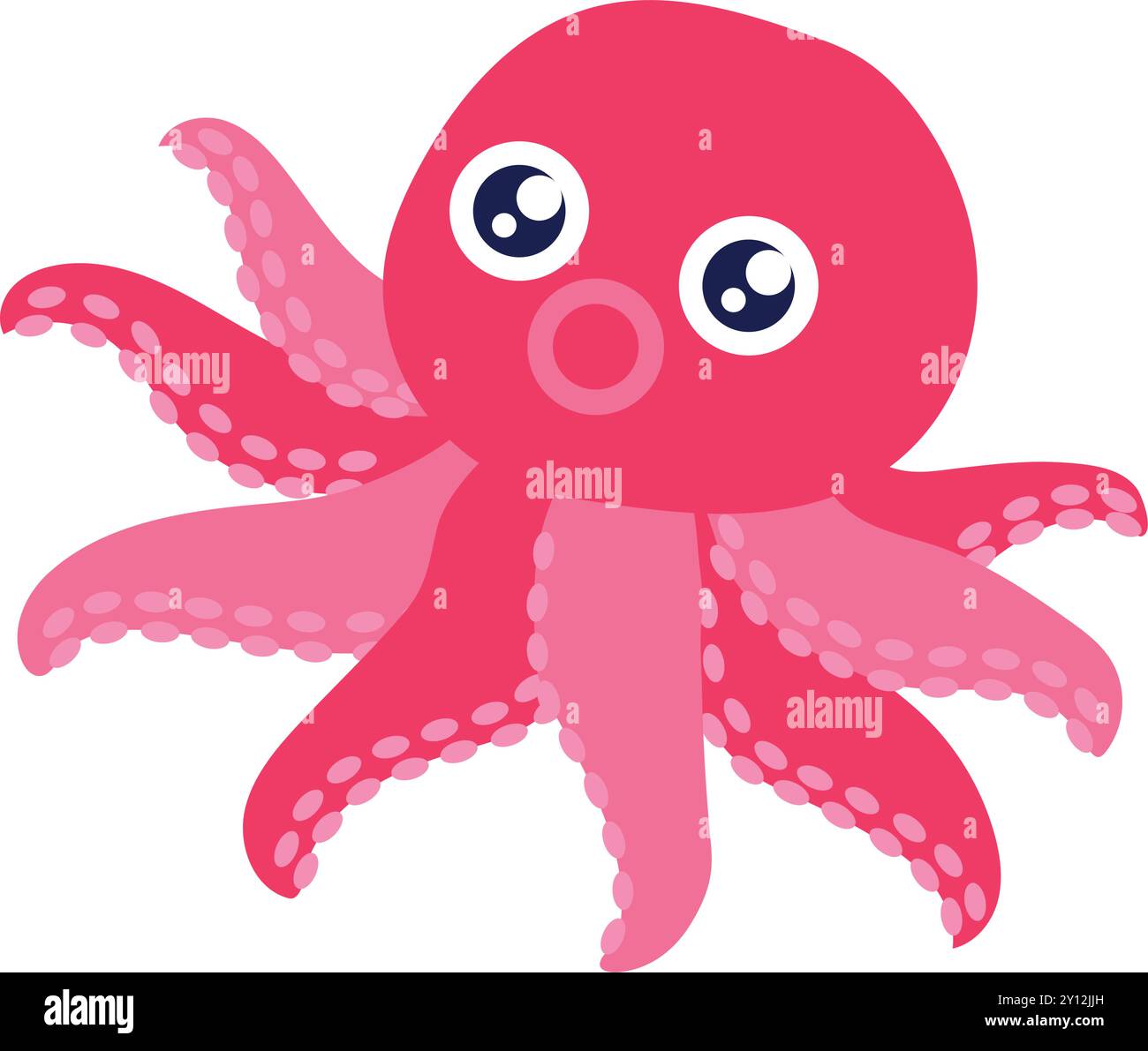 Cute pink octopus with big eyes cartoon style Vector Stock Vector Image ...
