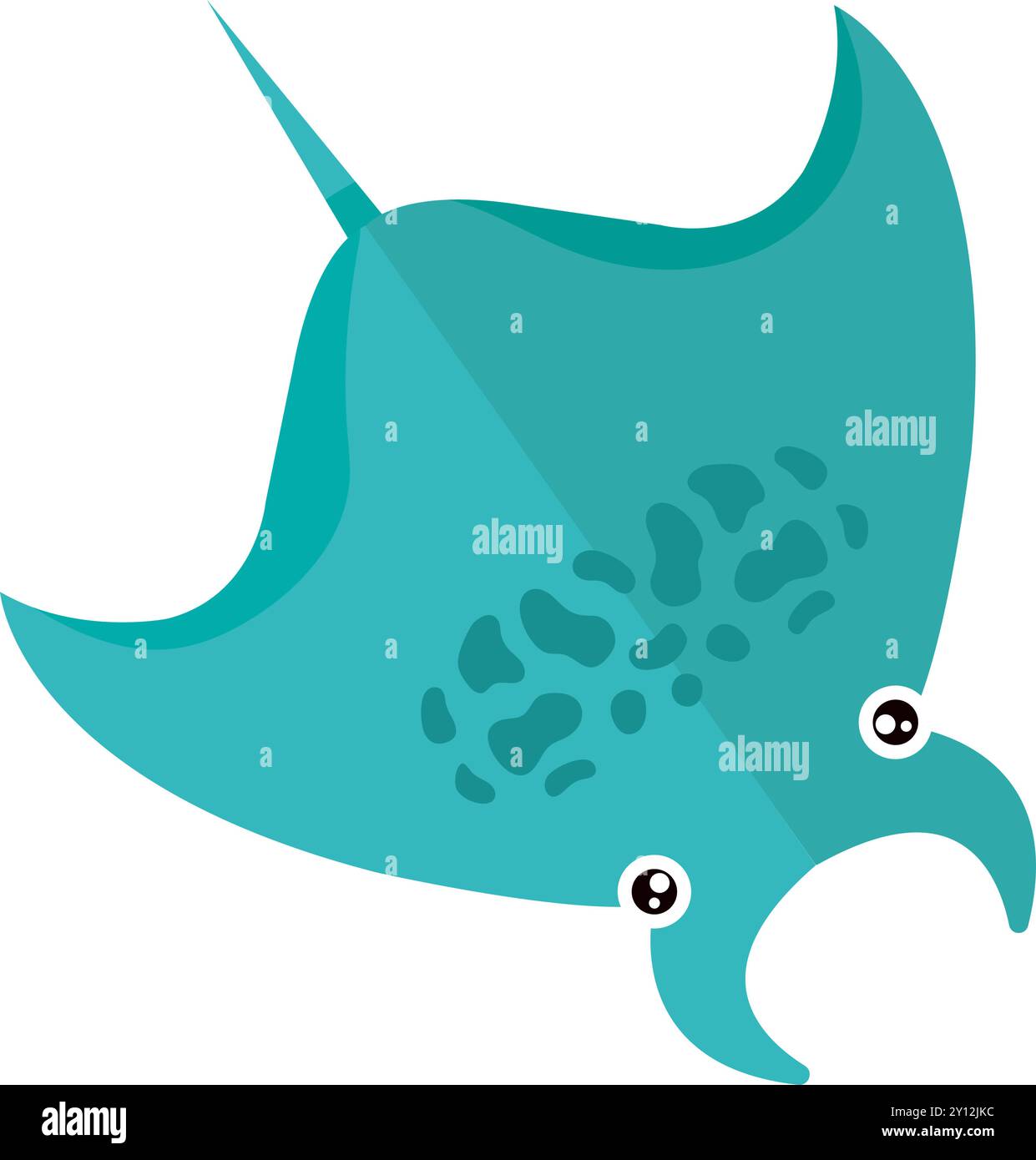 Cute cartoon stingray with big eyes isolated on white Vector Stock ...