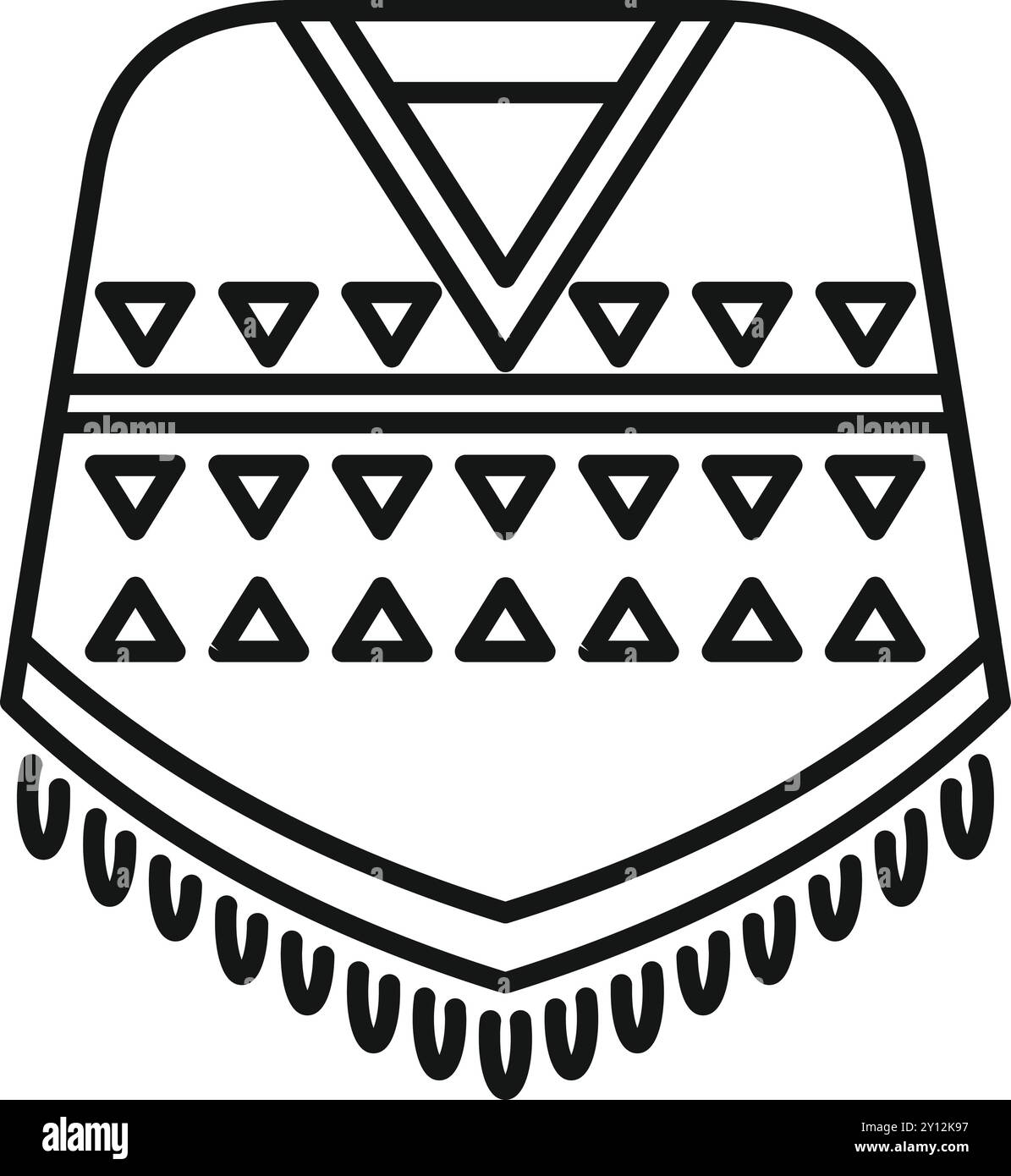 This line drawing is showing a traditional mexican poncho with ethnic ...